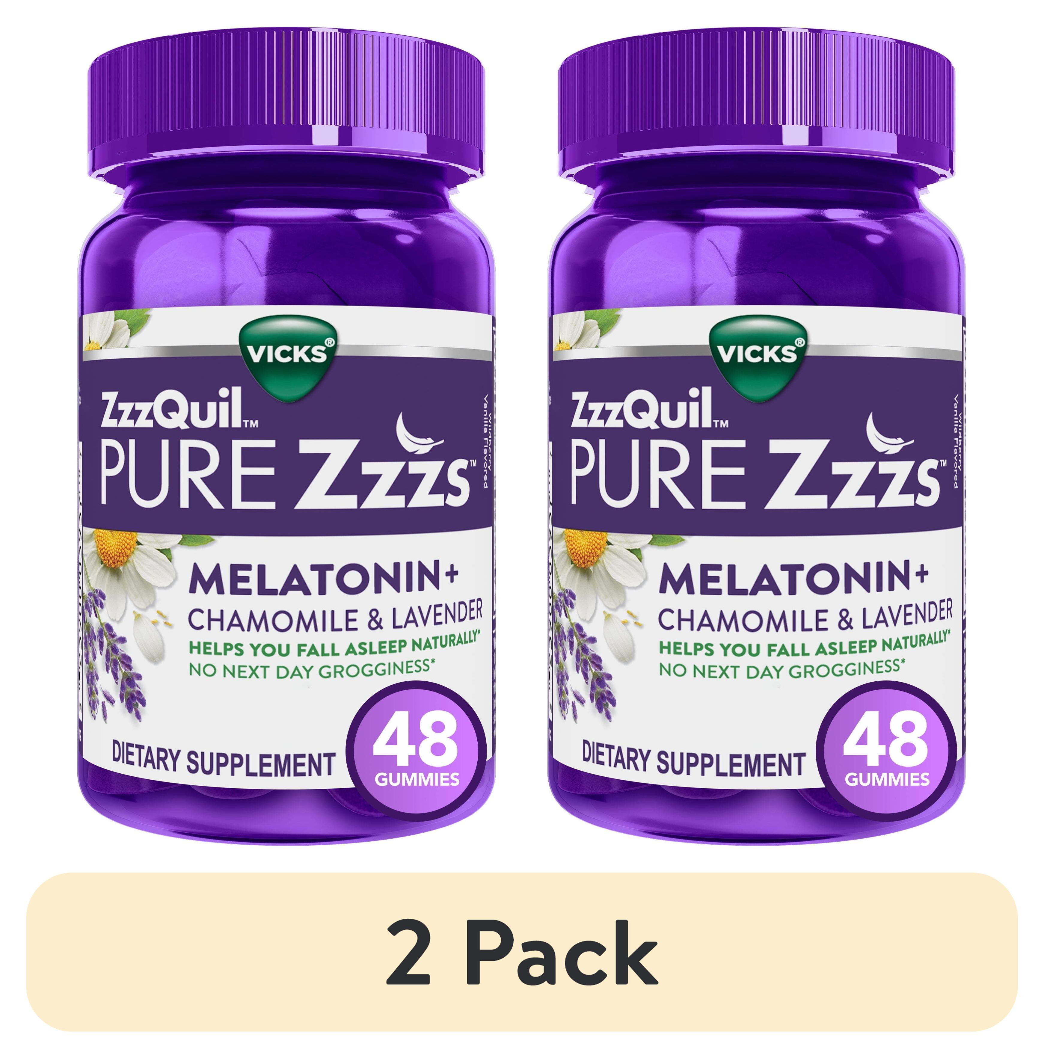 (2 pack) Vicks ZzzQuil Pure Zzzs Sleep Aid, Melatonin Gummies, Melatonin 1mg for Sleep Support ...