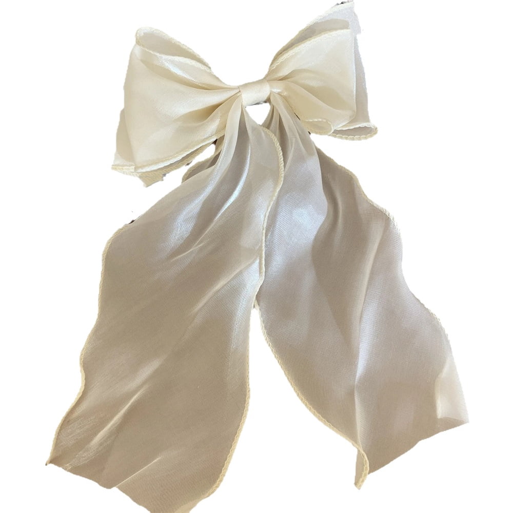 2 pack Vintage Long Silk Bow Hair Clip Barrette Ribbon Mesh Bow Head ...