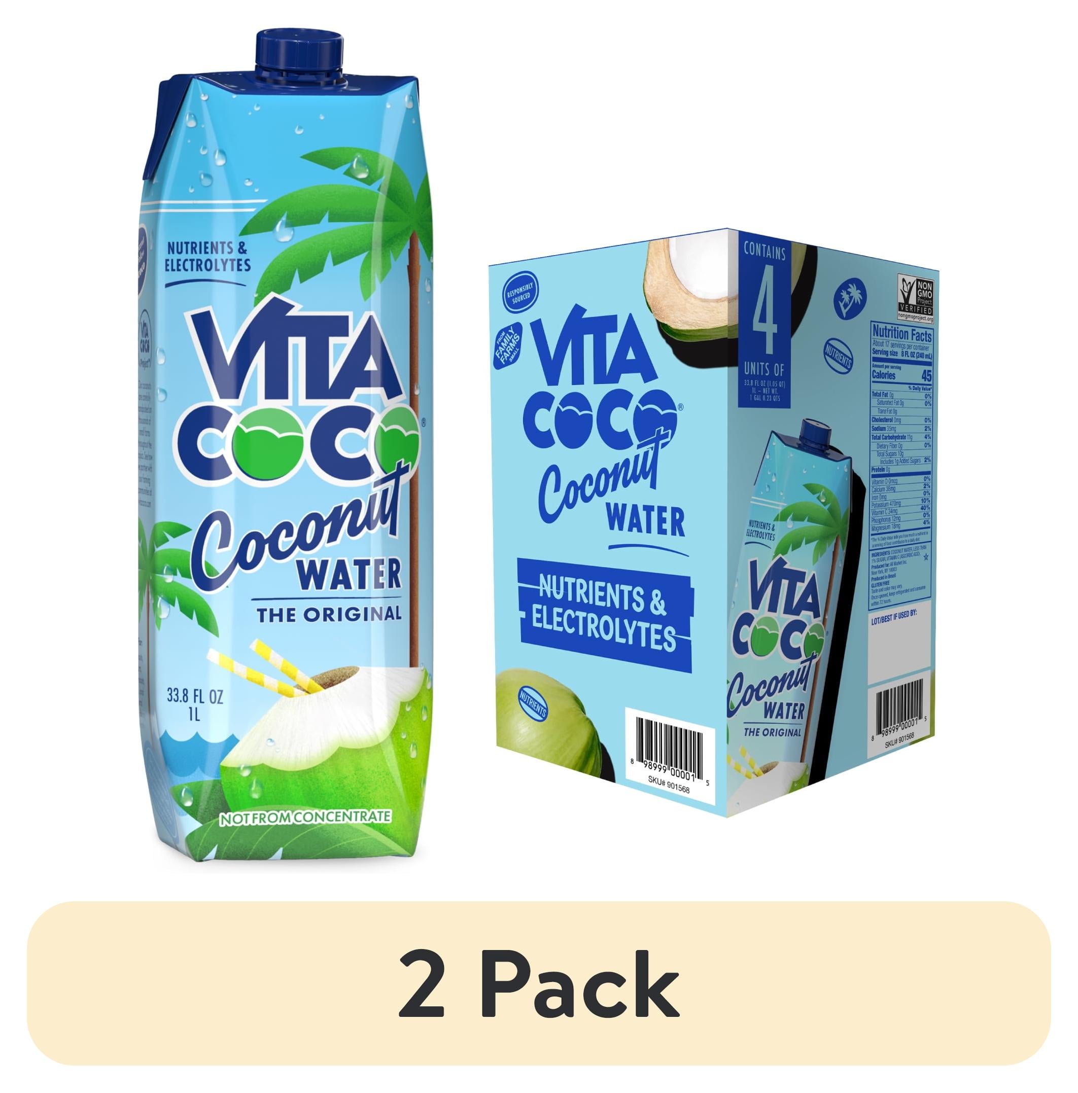 (2 pack) Vita Coco Coconut Water, Pure, 33.8 Fl Oz, 4-Pack - Walmart.com