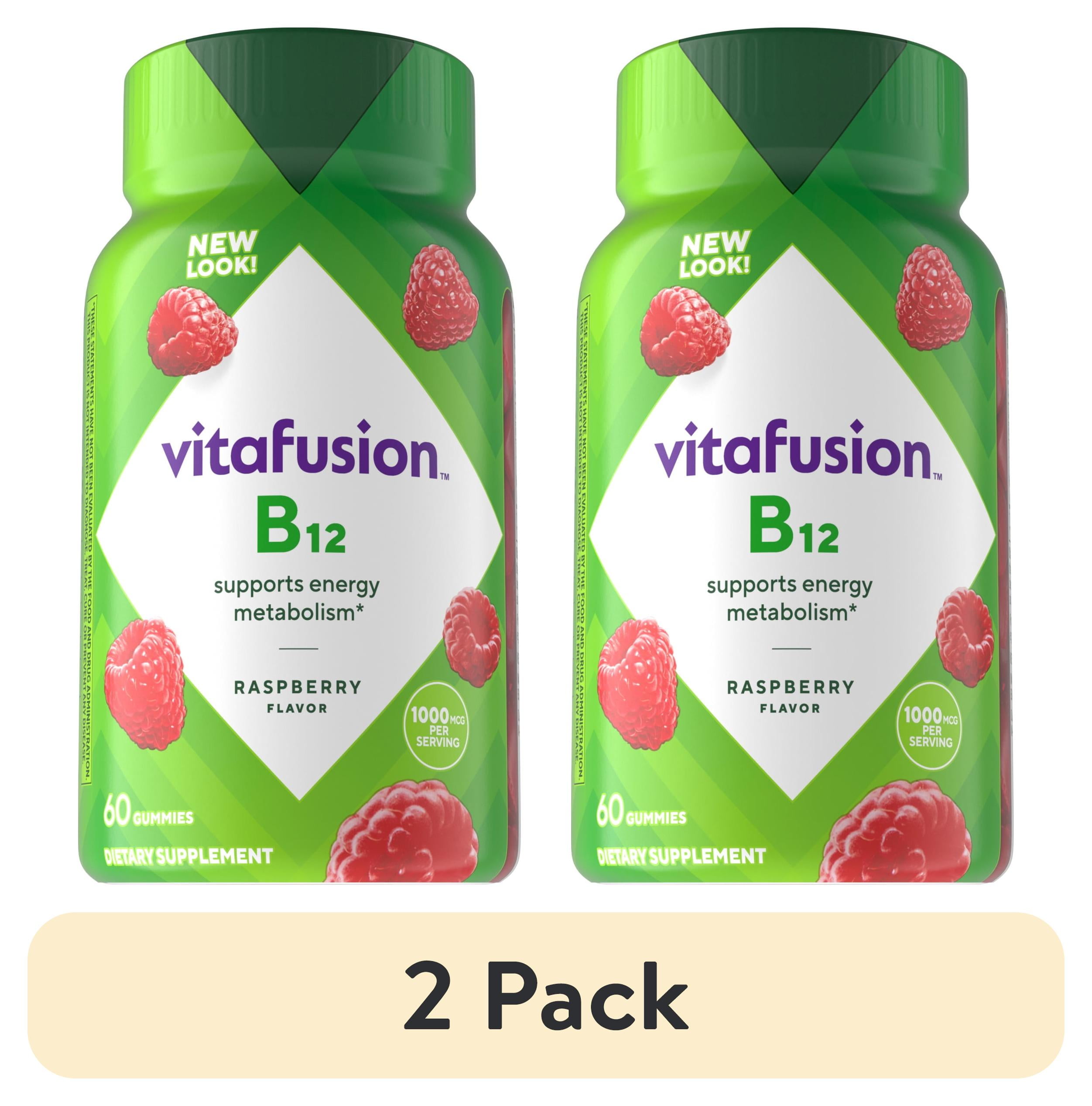 (2 pack) vitafusion Vitamin B12 Gummy Vitamins, 1,000 mcg, Raspberry ...