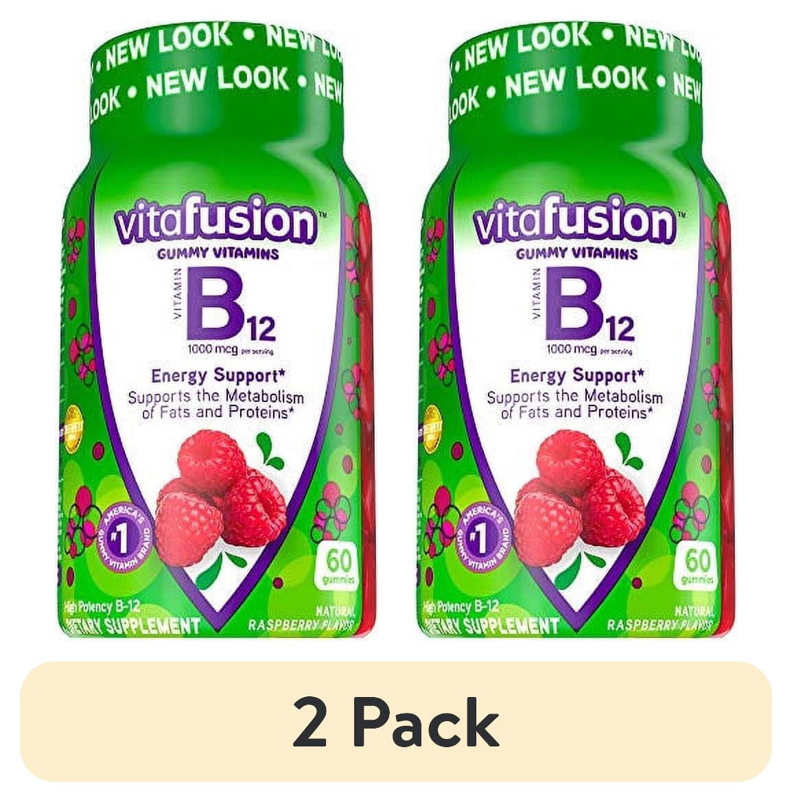 (2 pack) Vitafusion B12 Gummy Vitamins, Delicious Raspberry Flavor ...