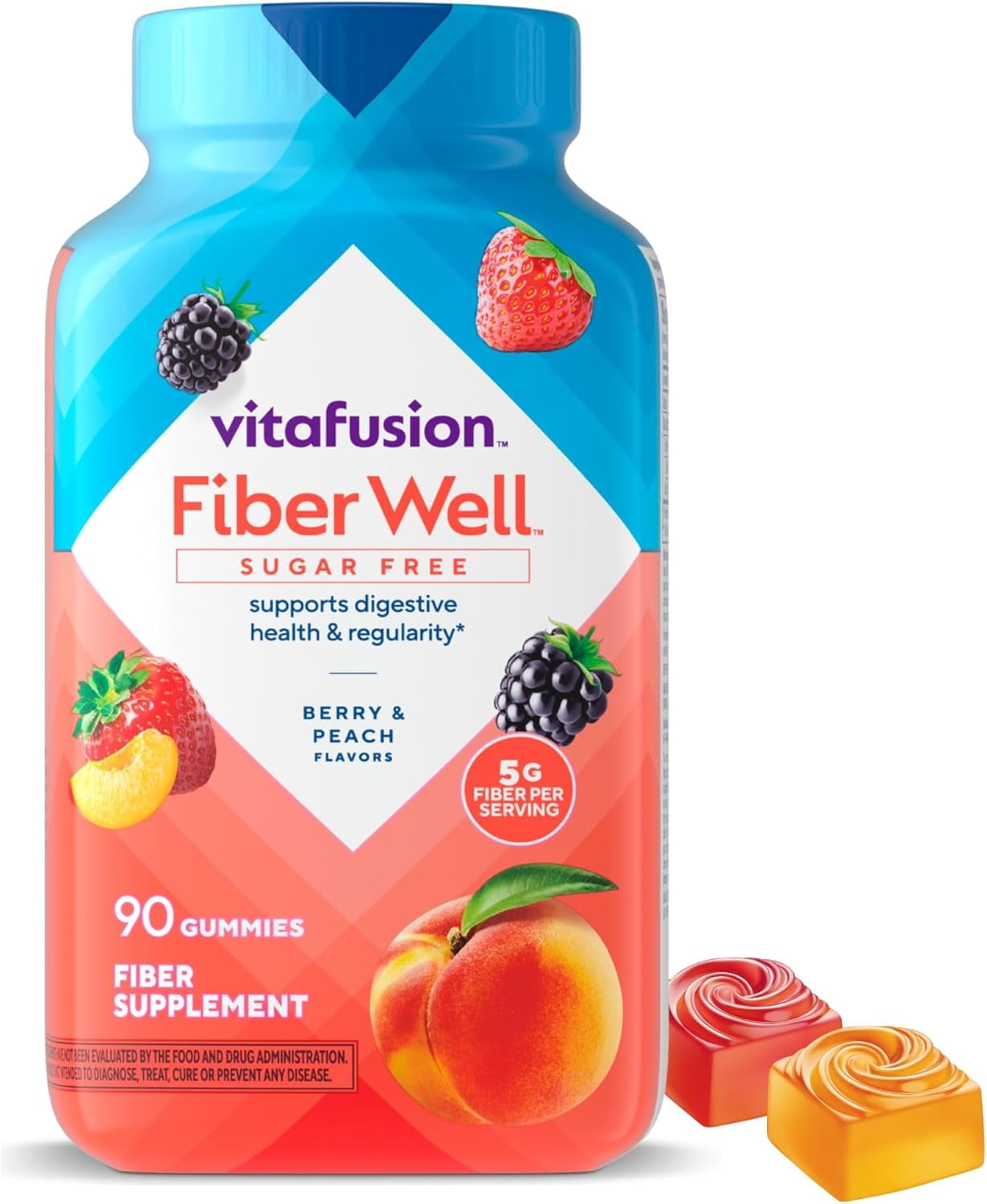 (2 pack) Vitafusion Fiber Well Sugar Free Fiber Supplement Gummies ...