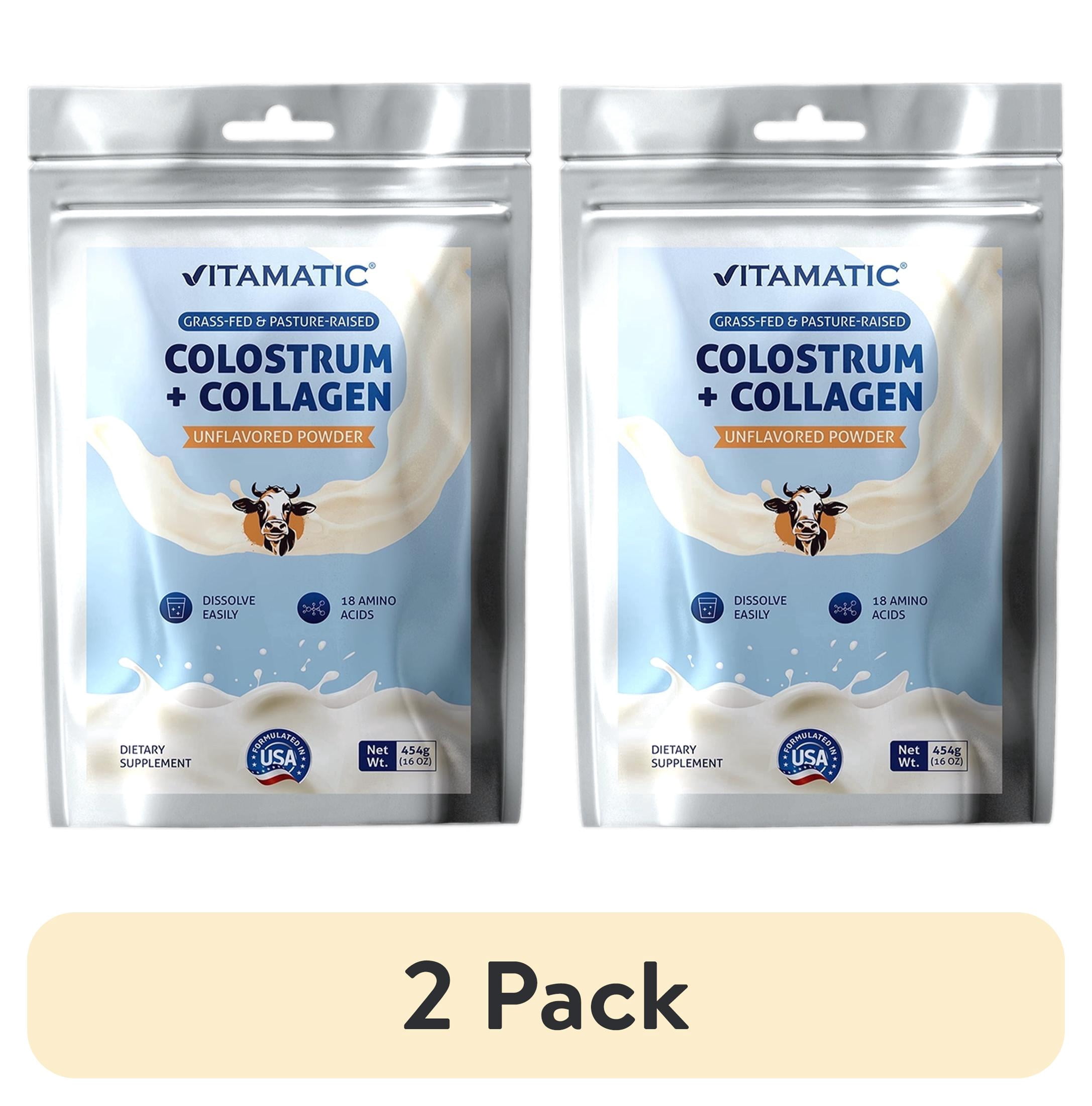 (2 pack) Vitamatic Bovine Colostrum + Collagen Powder - Supplement for ...