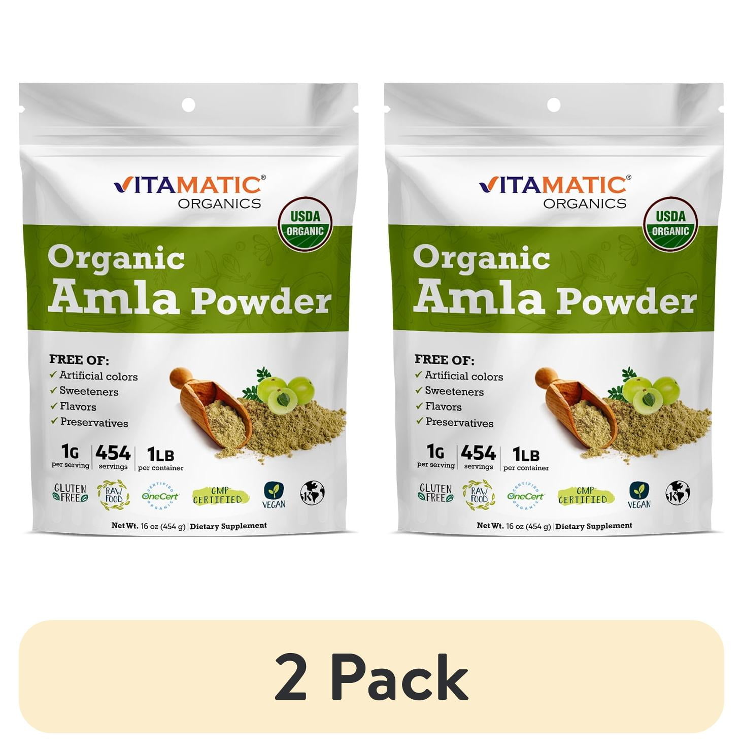 (2 pack) Vitamatic Certified USDA Organic Amla Berry Powder 1 Pound (16 ...