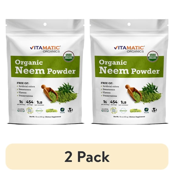 (2 pack) Vitamatic Certified USDA Organic Neem Leaf Powder 1 Pound (16 ...