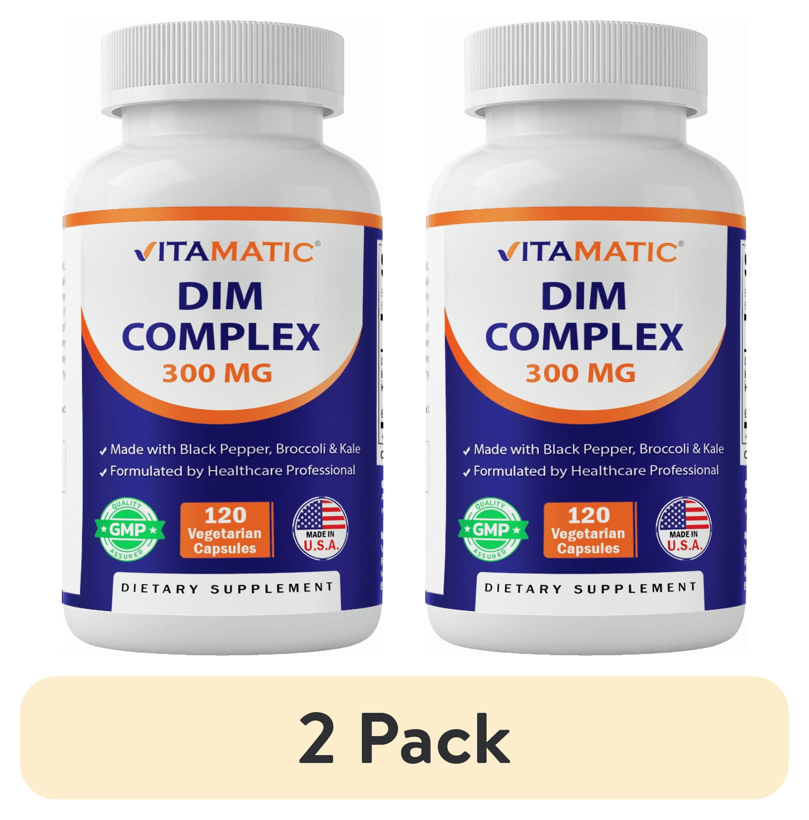 (2 pack) Vitamatic DIM Supplement Complex for Women & Men - 300mg - 120 ...