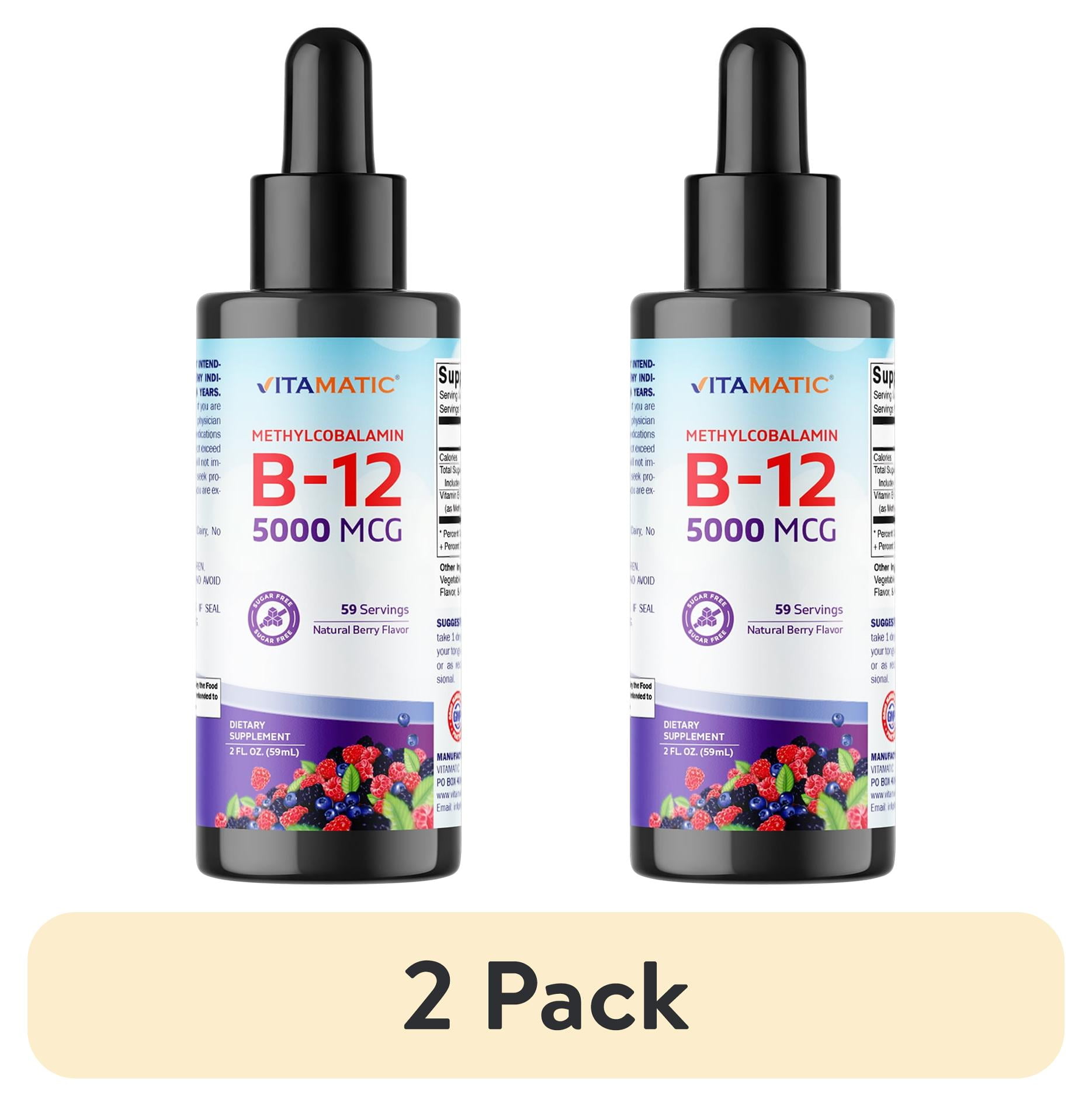 (2 pack) Vitamatic Fast Acting Liquid Vitamin B12 5000 mcg ...