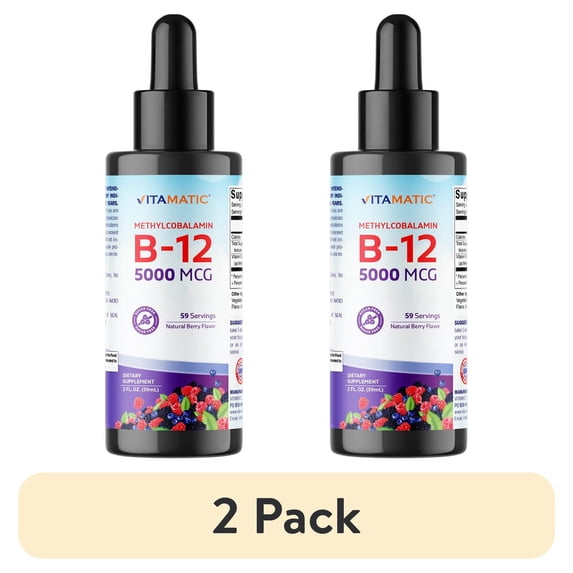 (2 pack) Vitamatic Fast Acting Liquid Vitamin B12 5000 mcg ...