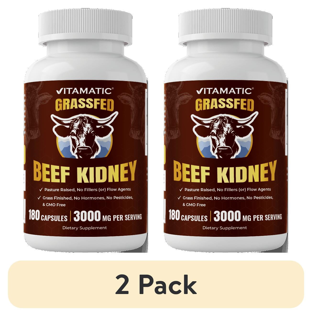 (2 pack) Vitamatic Grass Fed Beef Kidney with Liver Glandular ...