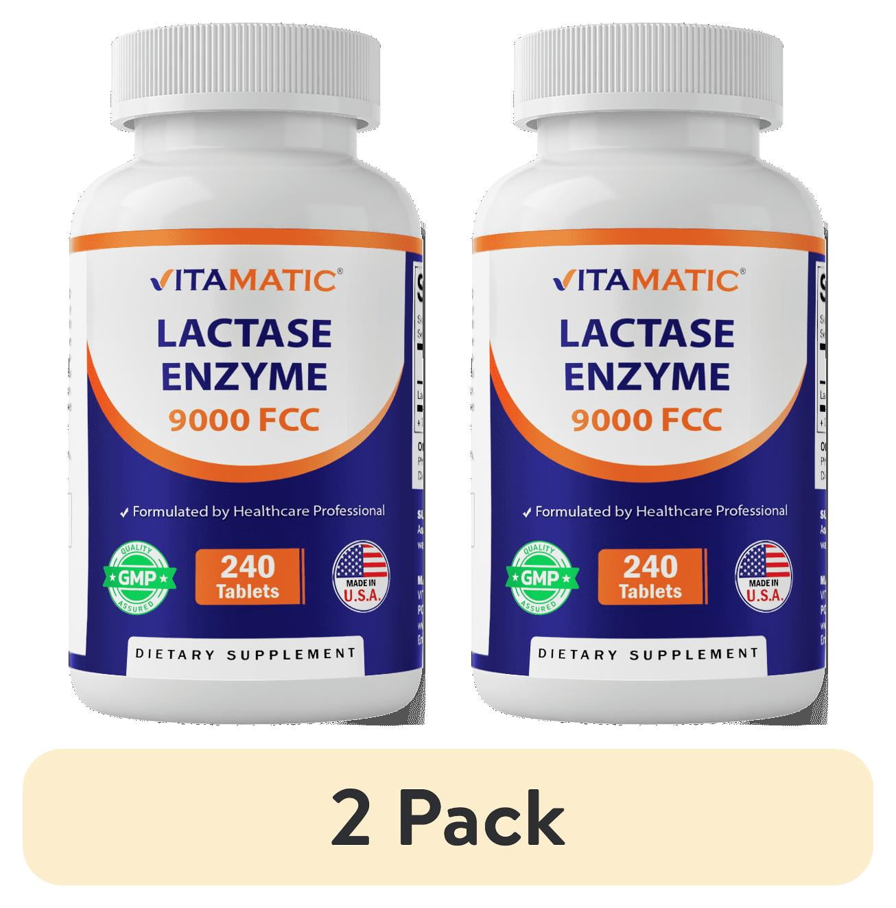 (2 pack) Vitamatic Lactase Enzyme 9000 FCC 240 Tablets - Lactose ...