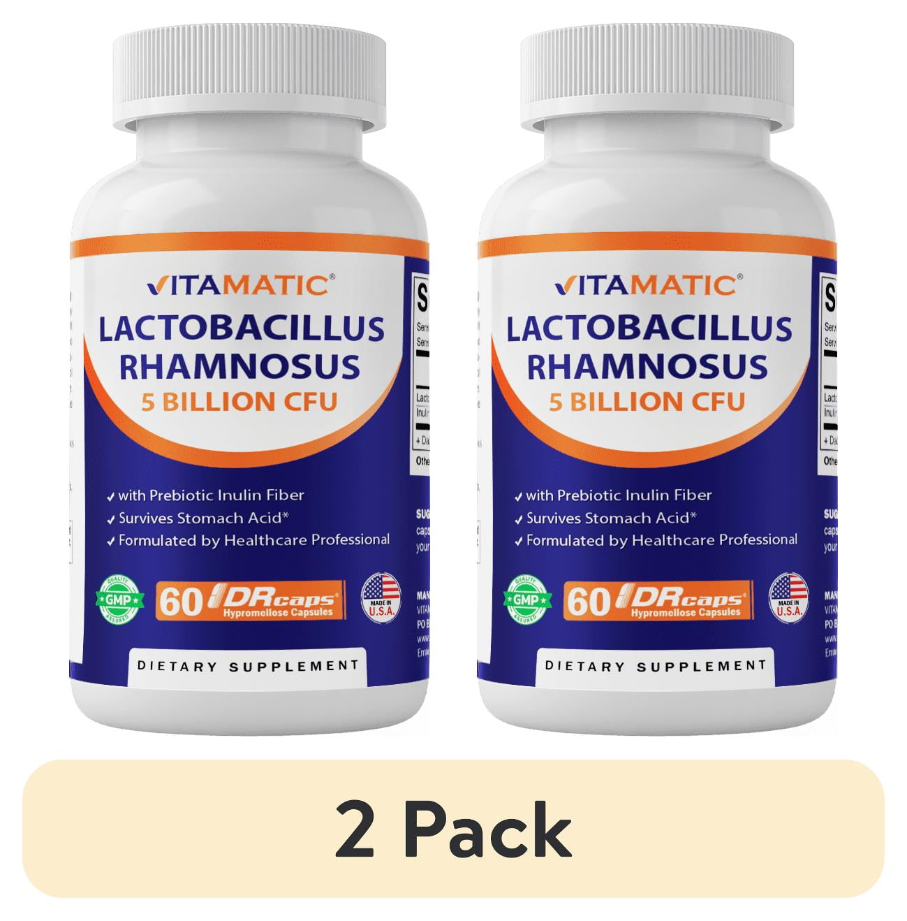 (2 pack) Vitamatic Lactobacillus Rhamnosus 5 Billion per DR Capsule (10 ...