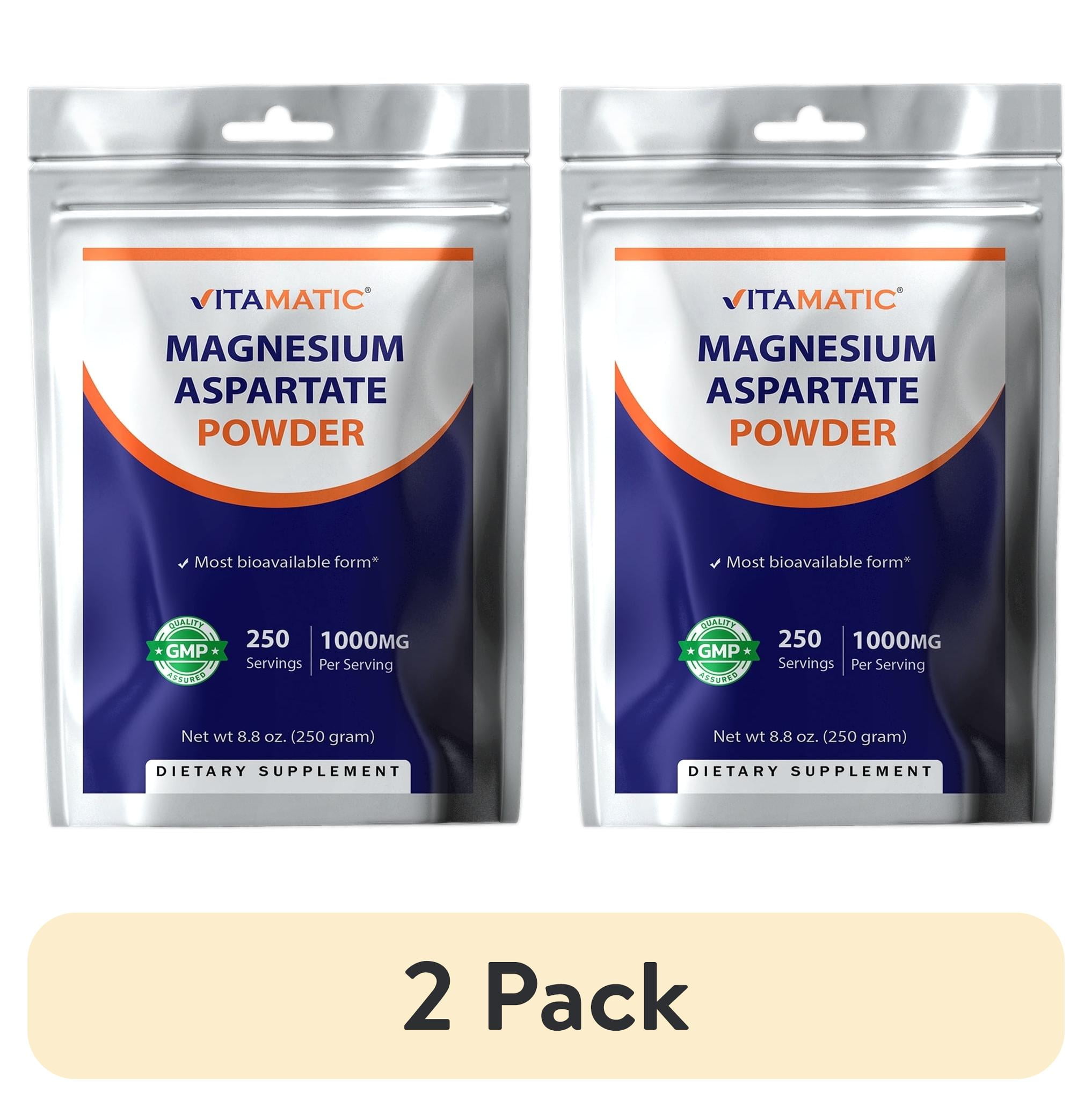 (2 pack) Vitamatic Magnesium Aspartate 1000mg per Serving Supports ...