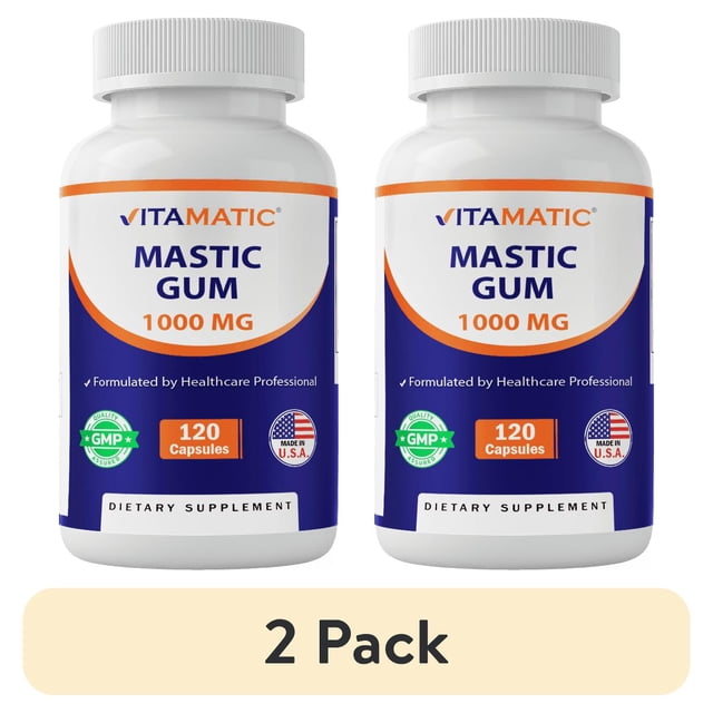 (2 pack) Vitamatic Mastic Gum 1000mg per Serving 120 Capsules ...
