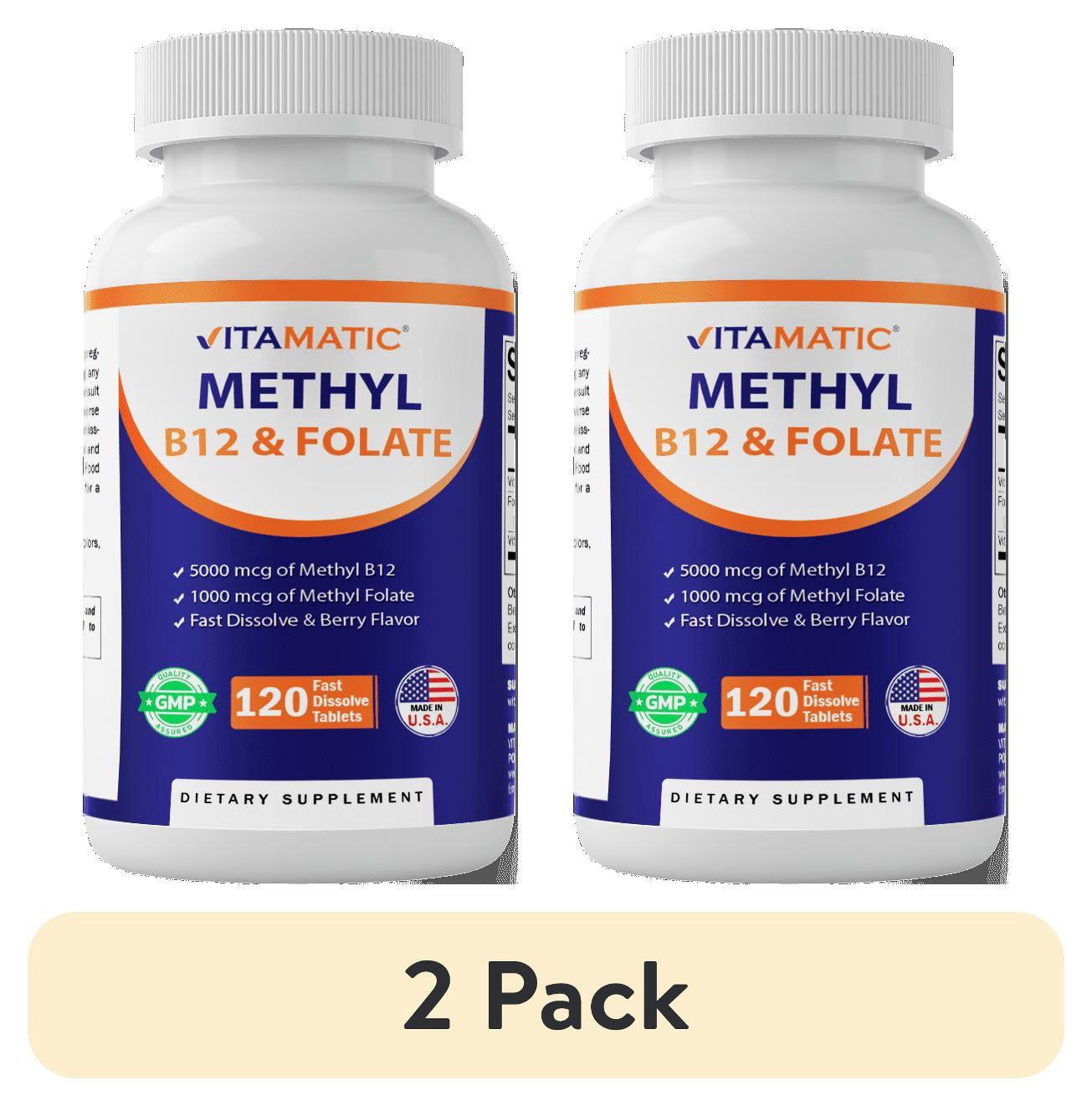 (2 pack) Vitamatic Methyl Folate & B12 Supplement with Pyridoxal 5 ...