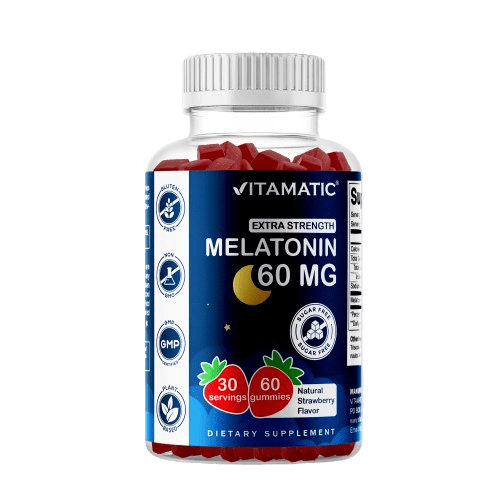 (2 pack) Vitamatic Sugar Free Melatonin 60mg - 60 Vegetarian Gummies ...
