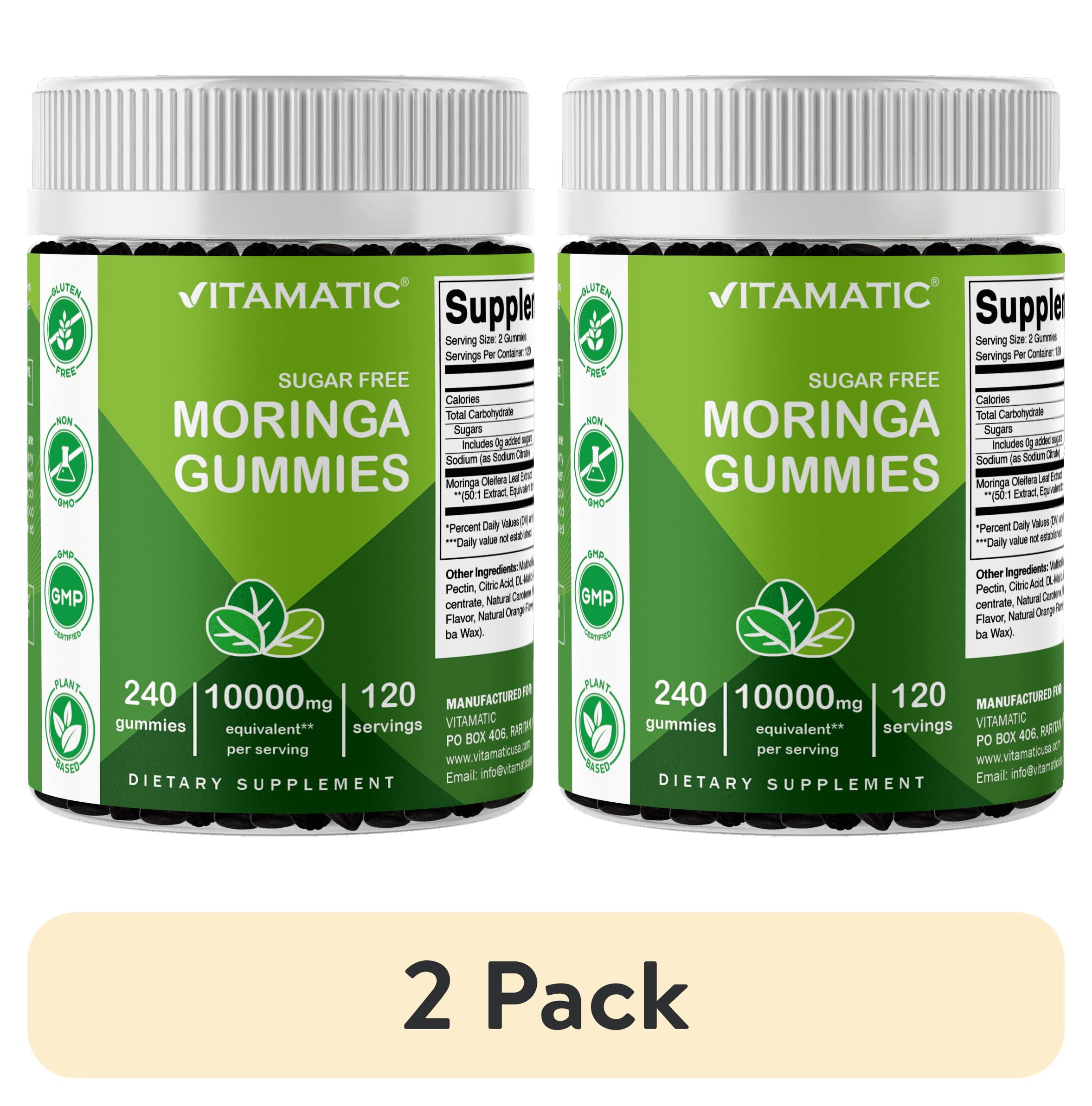(2 pack) Vitamatic Sugar Free Moringa Gummies - 10000 mg Equivalent per ...