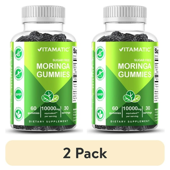 (2 pack) Vitamatic Sugar Free Moringa Gummies - 10000 mg Equivalent per ...
