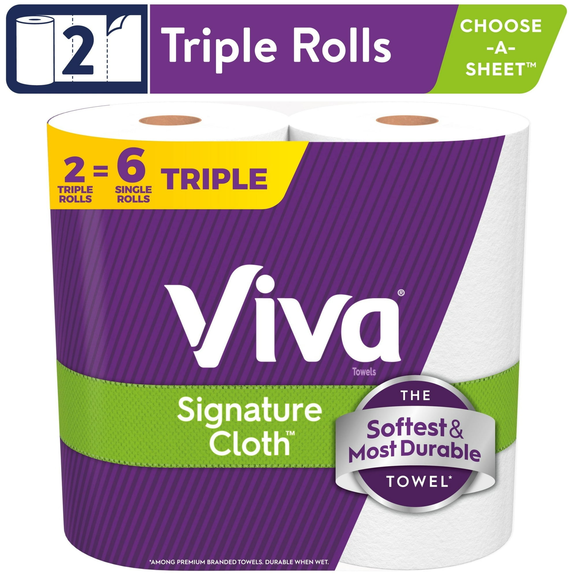 (2 pack) Viva Signature Cloth Paper Towels, 2 Triple Rolls, 129 Sheets ...