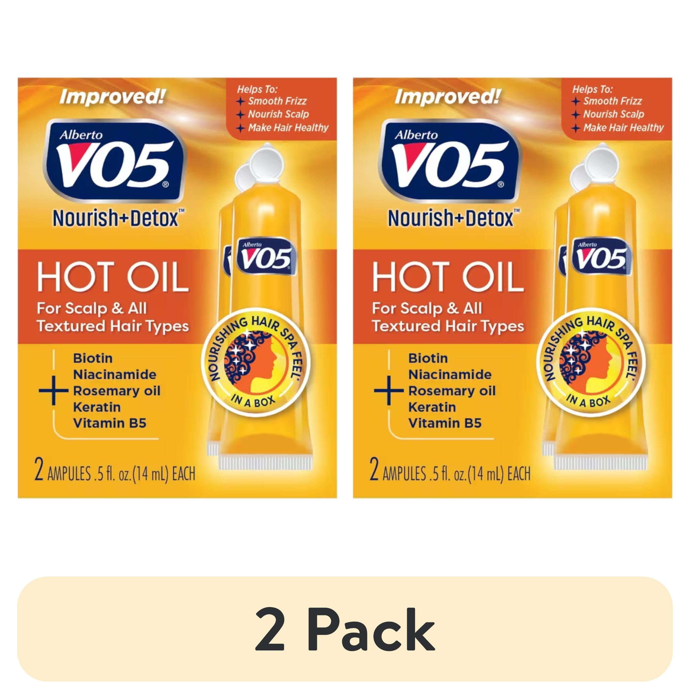 (2 pack) Alberto VO5 Nourish + Detox Hot Oil Hair Treatment, 2 Ampoules ...