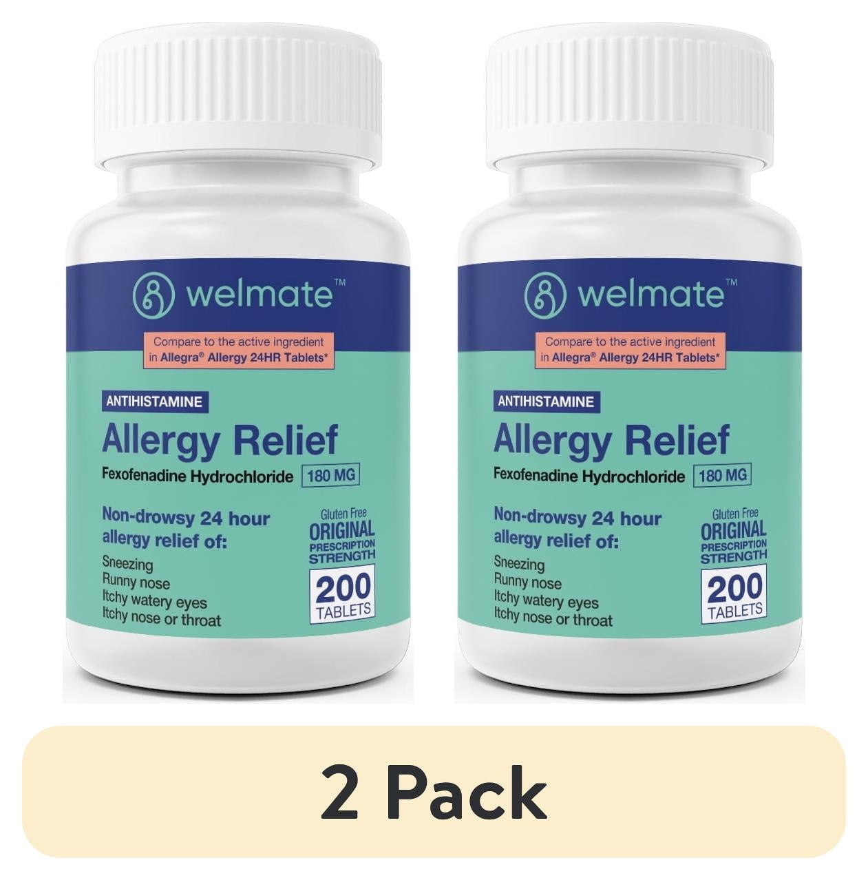 (2 pack) WELMATE Antihistamine Allergy Relief, Fexofenadine HCL 180mg ...