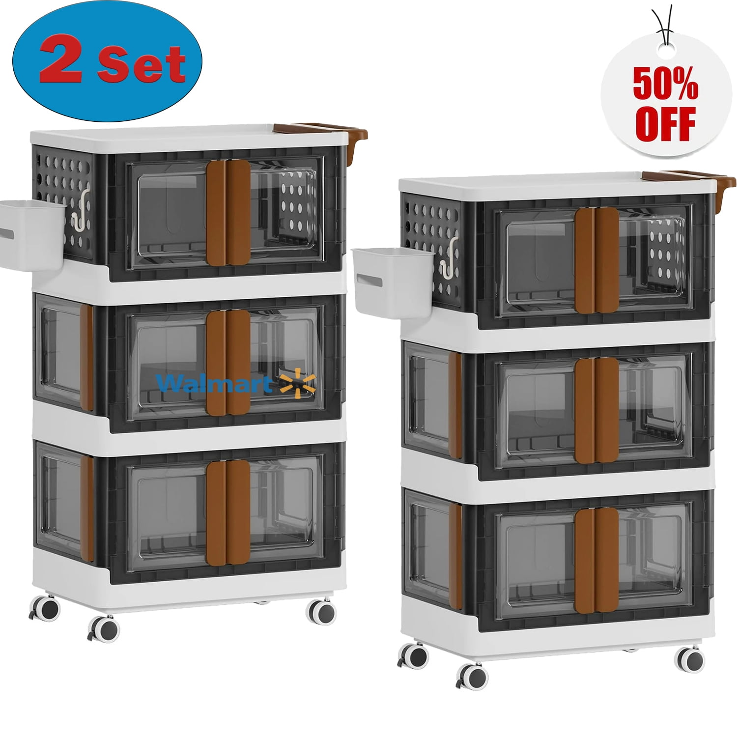 (2 pack) Werseon 19 Gal Collapsible Storage Bins with Lids, 138QT ...