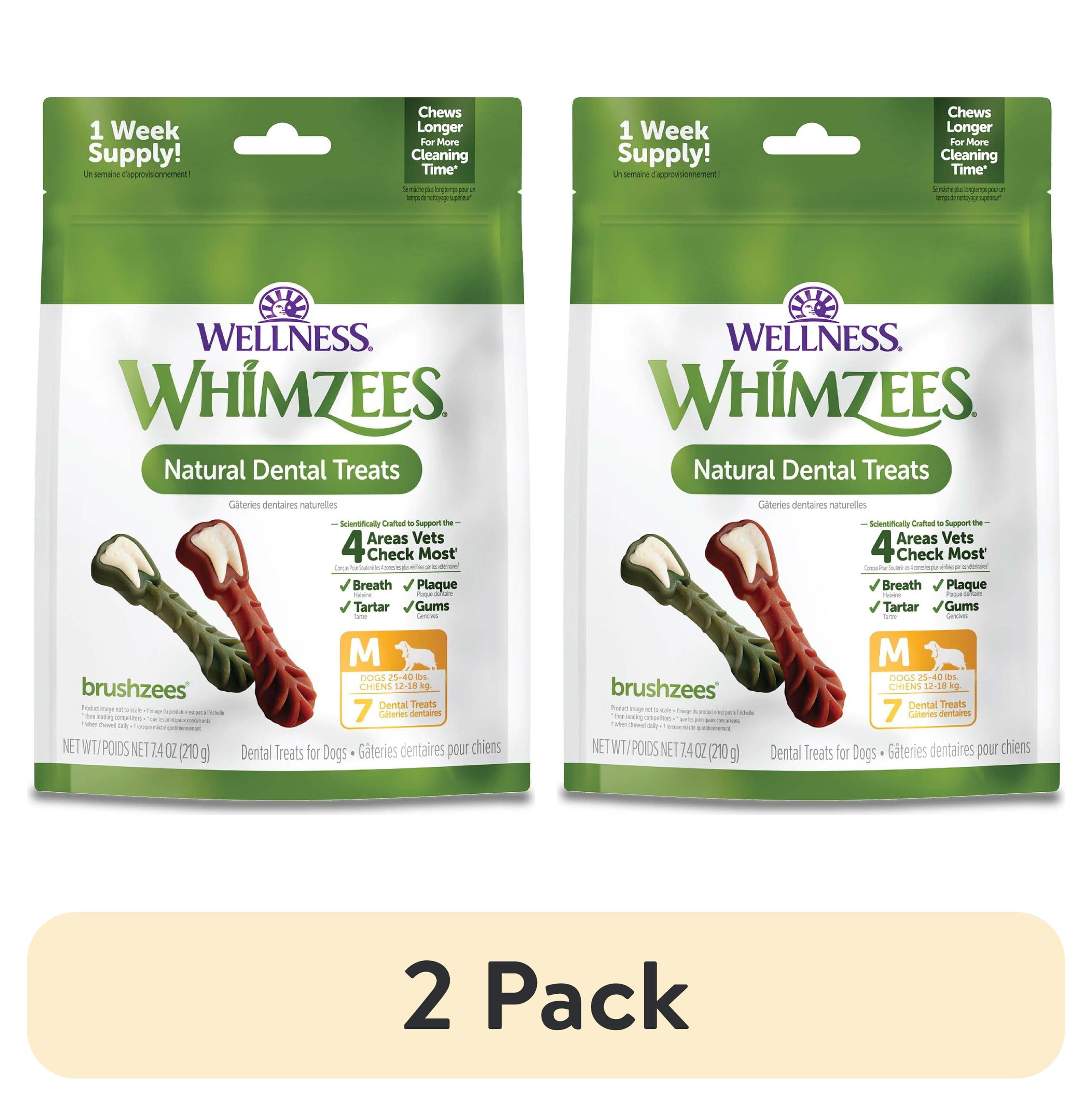 (2 pack) Wellness WHIMZEES Daily Brushzees Dog Dental Treats, Natural ...