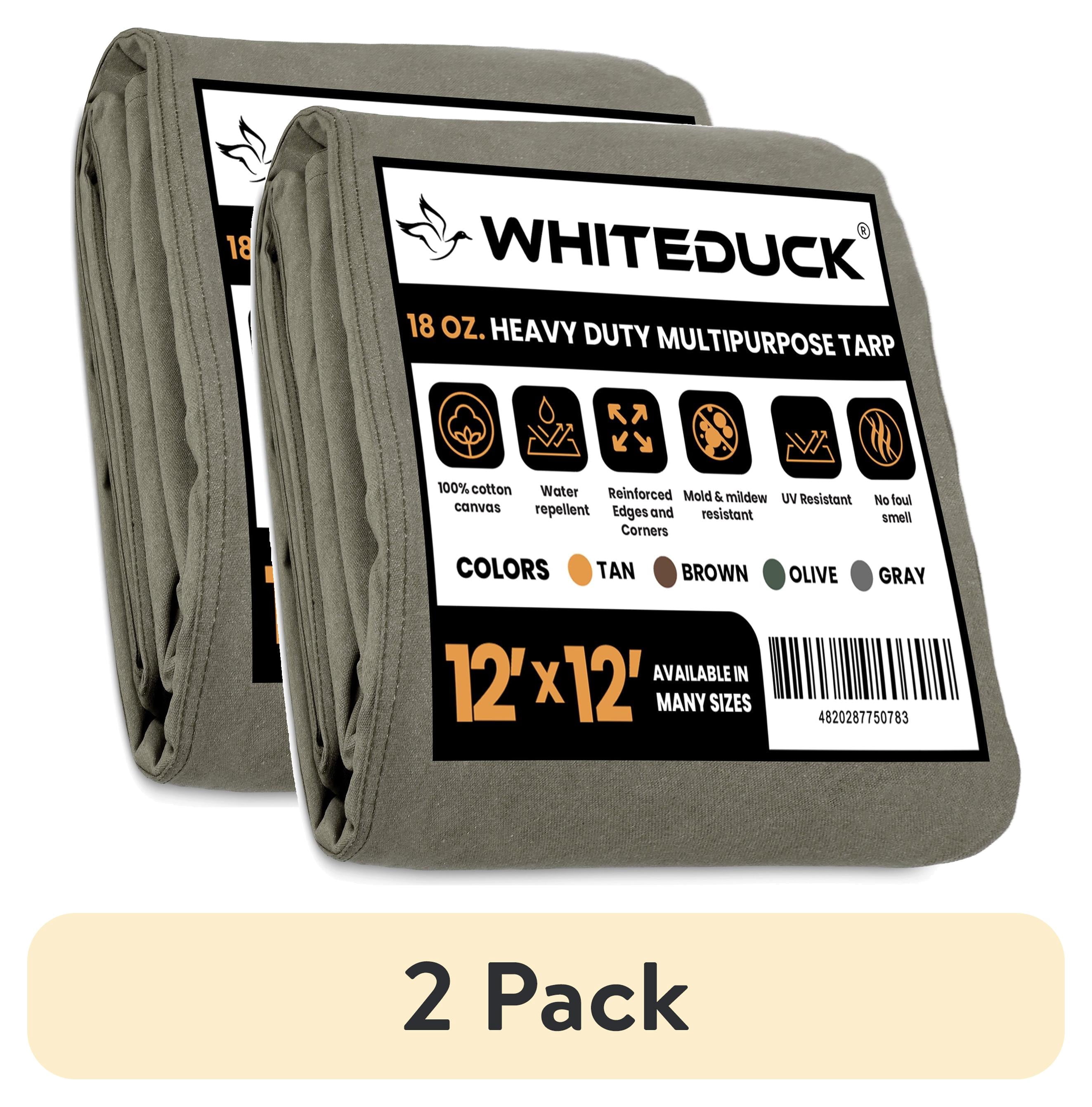(2 pack) WHITEDUCK Olive 12'x12' 100% Canvas Tarp and Cover Waterproof ...