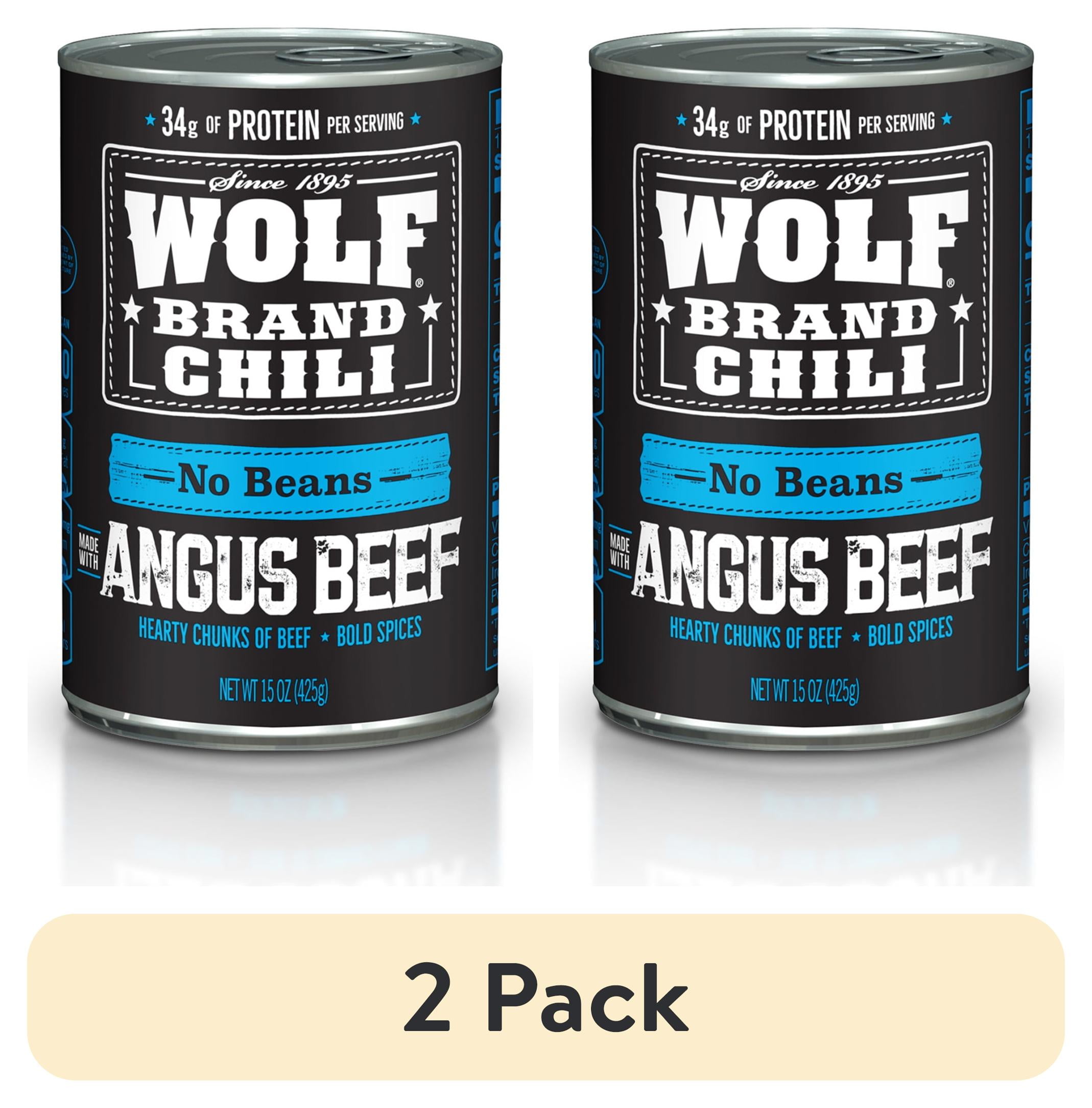 (2 pack) WOLF BRAND Angus No Beans Chili, 15 oz Can - Walmart.com