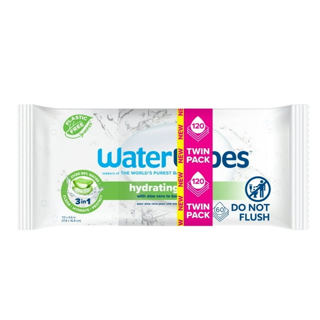 (2 pack) WaterWipes Hydrating Clean 99% Water Based Aloe Vera Baby ...