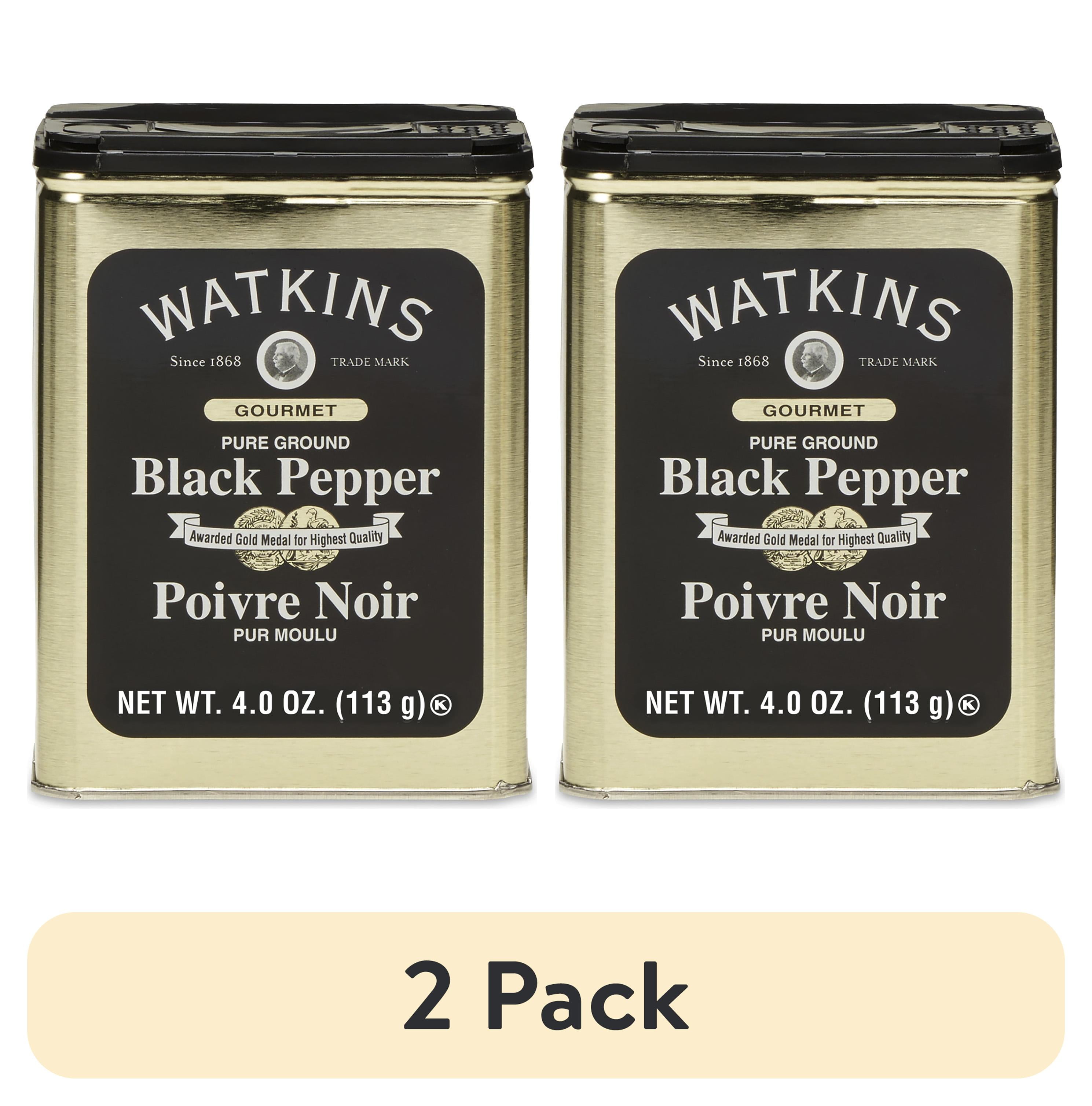 (2 pack) Watkins Gourmet Spice Tin, Pure Ground Black Pepper, 4 oz ...