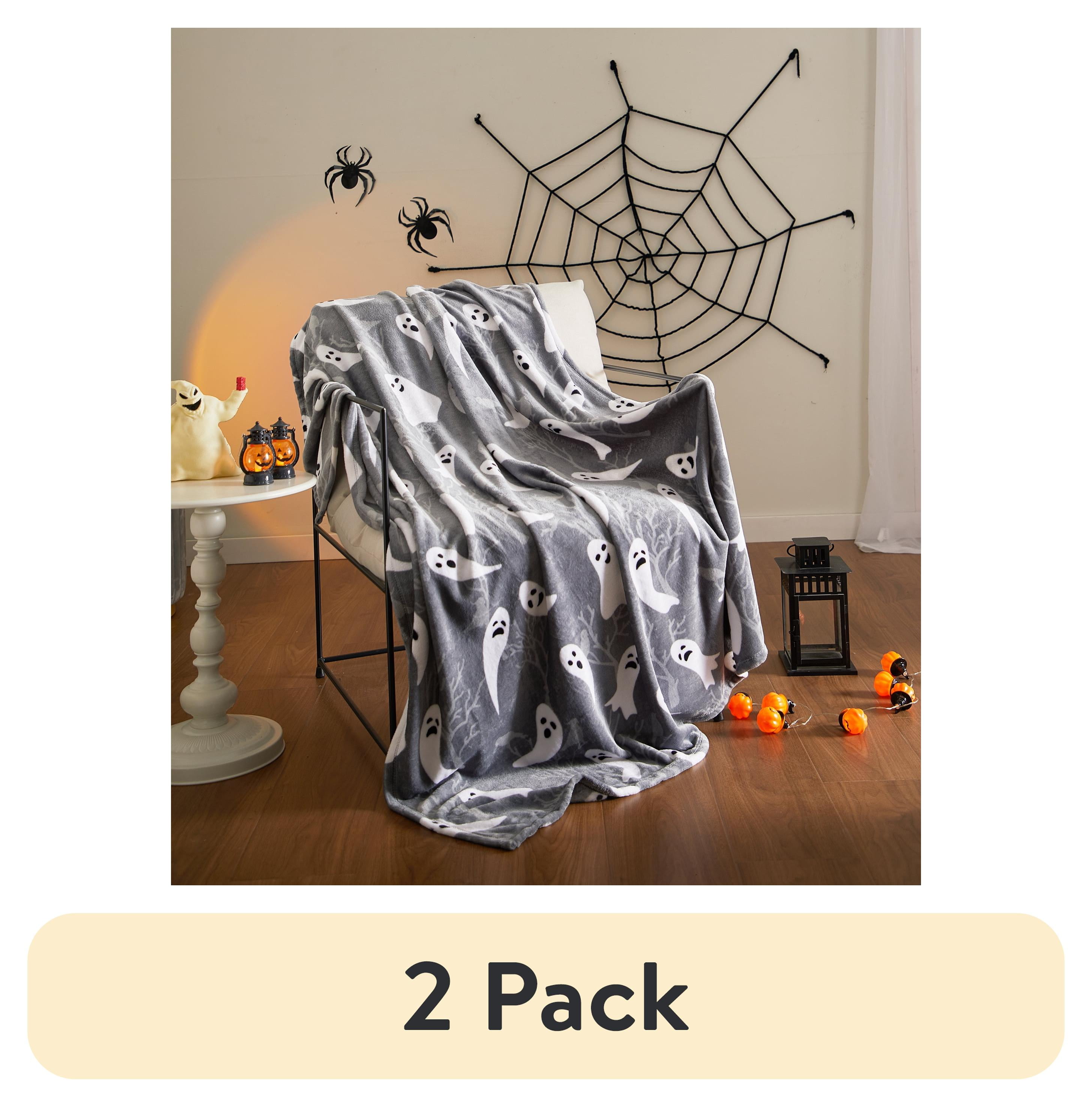 (2 pack) Way To Celebrate 50"x60" Ghosts Rolled Plush Throw - Walmart.com