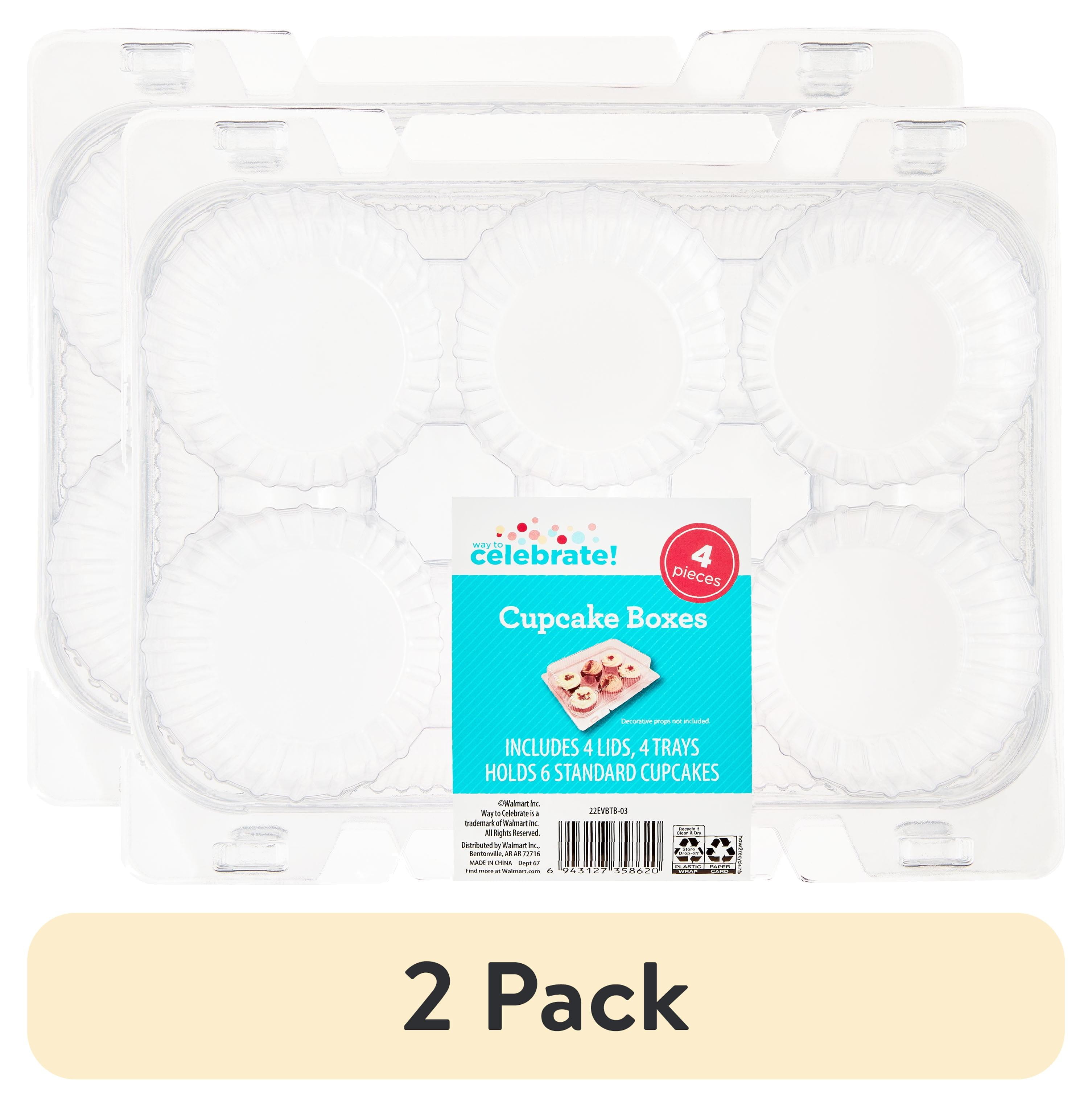 (2 pack) Clear Cupcake Boxes, 4 Count, by Way To Celebrate - Walmart.com