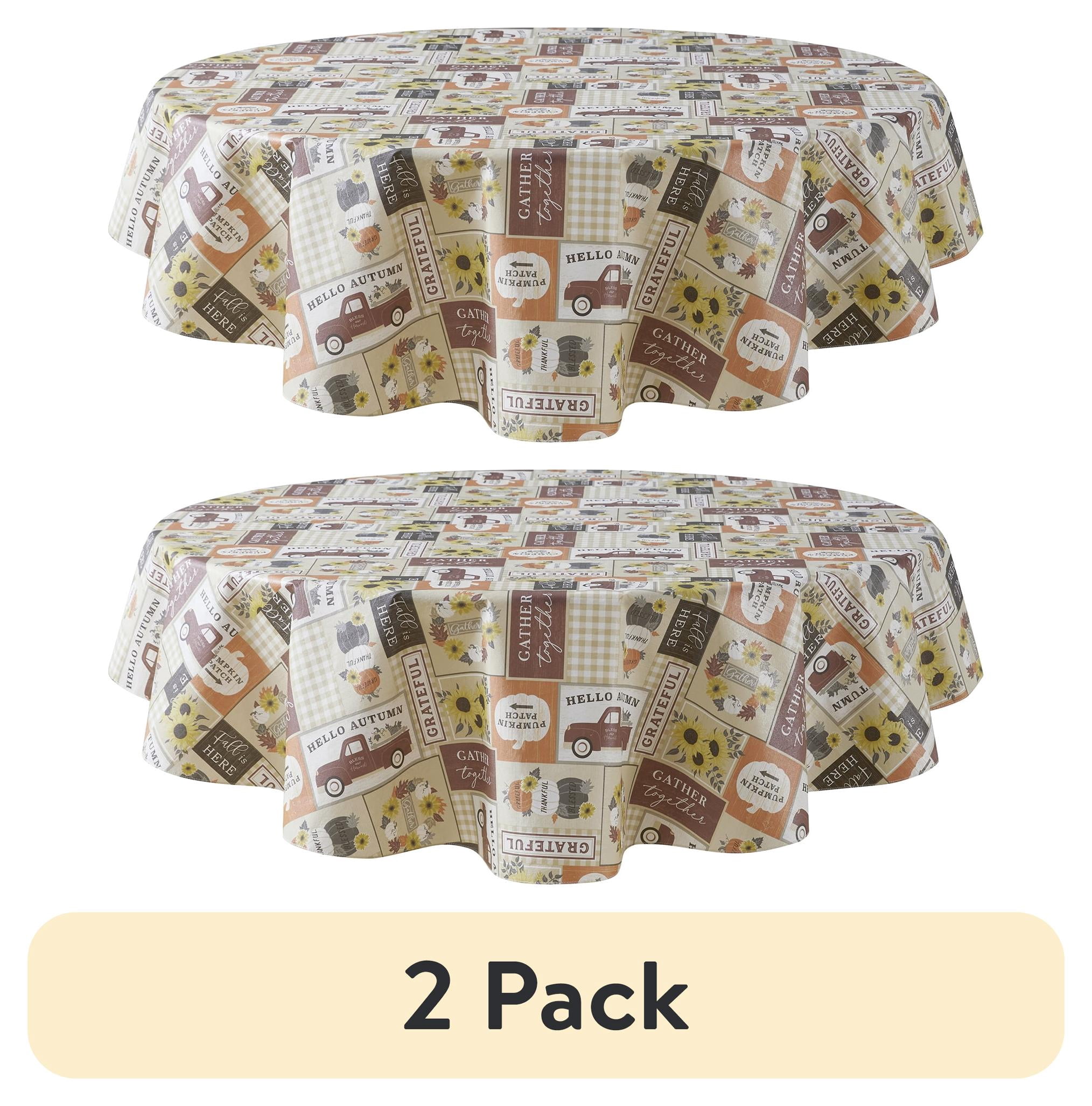 (2 pack) Way To Celebrate Harvest Autumn Patchwork Tablecloth, Fall ...