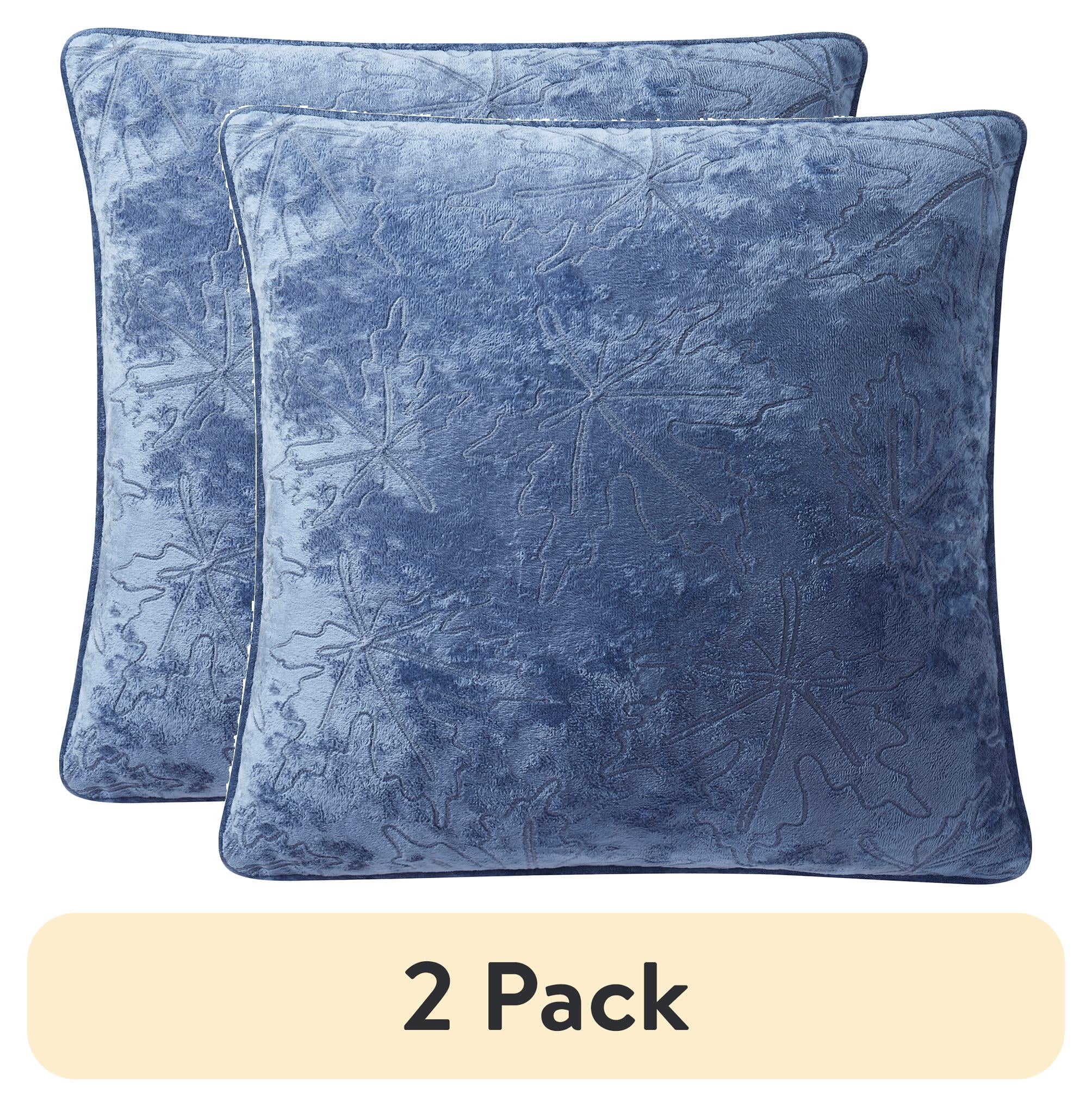 Blue Embroidered Leaves Velvet Accent Pillow - Walmart.com