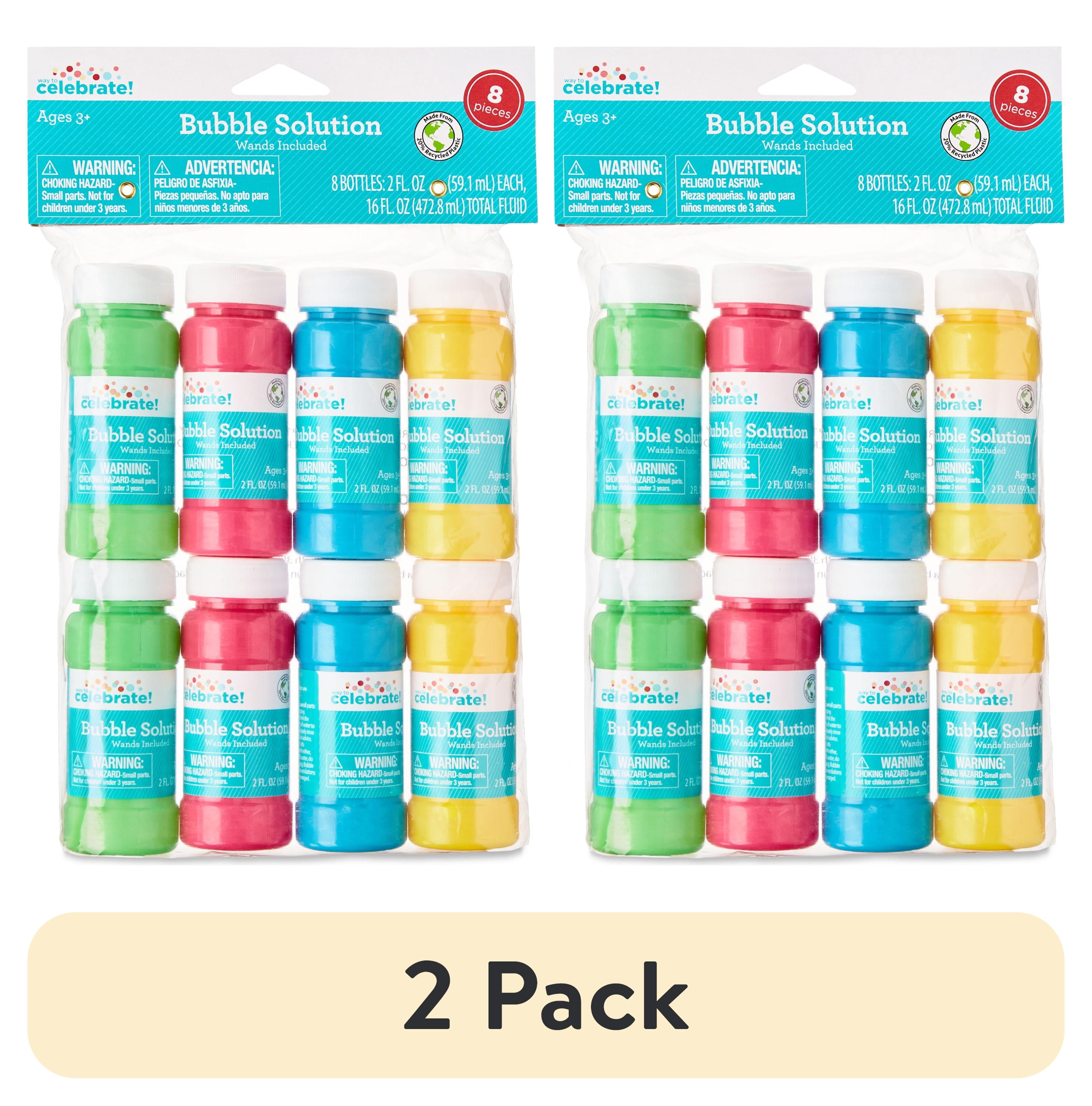 (2 pack) Bubble Solutions with Wands, 2 fl oz, 8 Count, Party Favors by ...