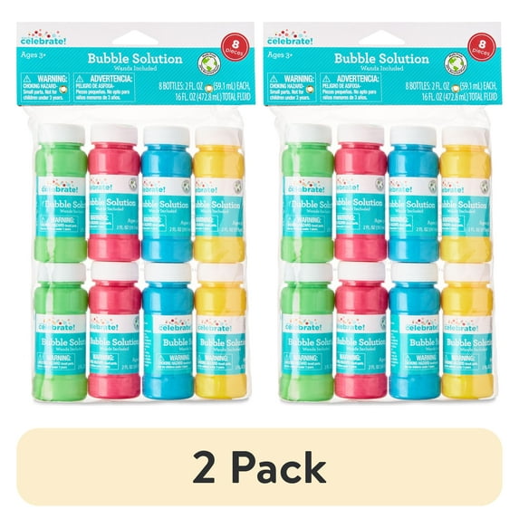 (2 pack) Bubble Solutions with Wands, 2 fl oz, 8 Count, Party Favors by ...