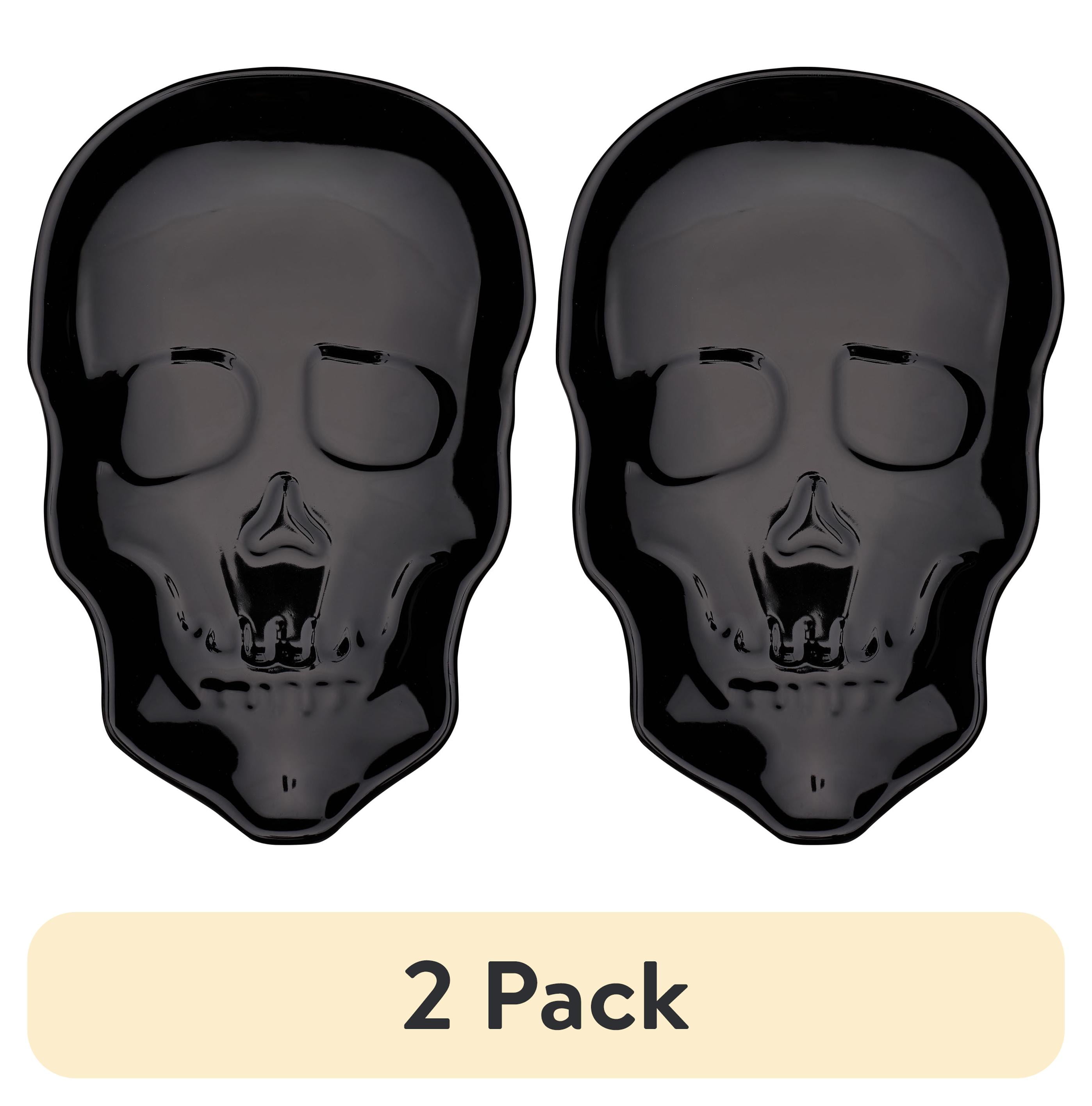 (2 pack) Way to Celebrate Black Skull-Shaped Glazed Ceramic Spoon Rest - Walmart.com