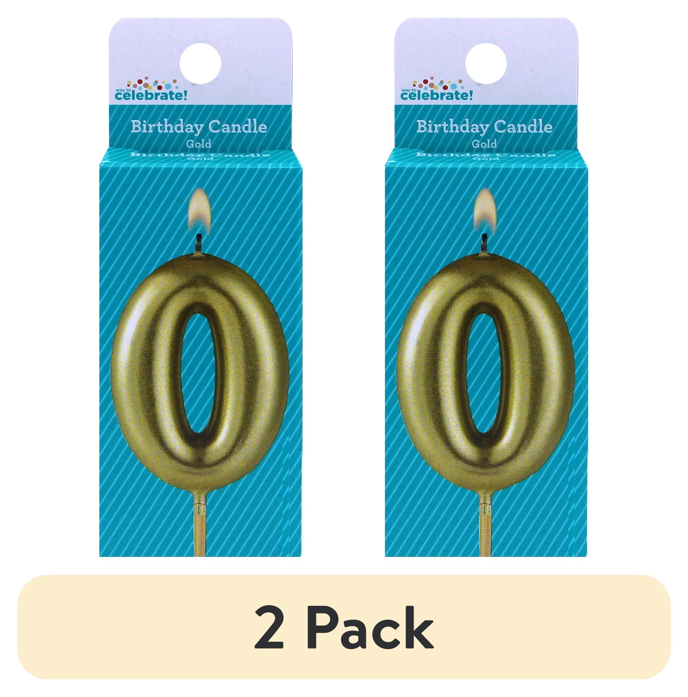 (2 pack) Gold Number 0 Birthday Candle, by Way To Celebrate - Walmart.com