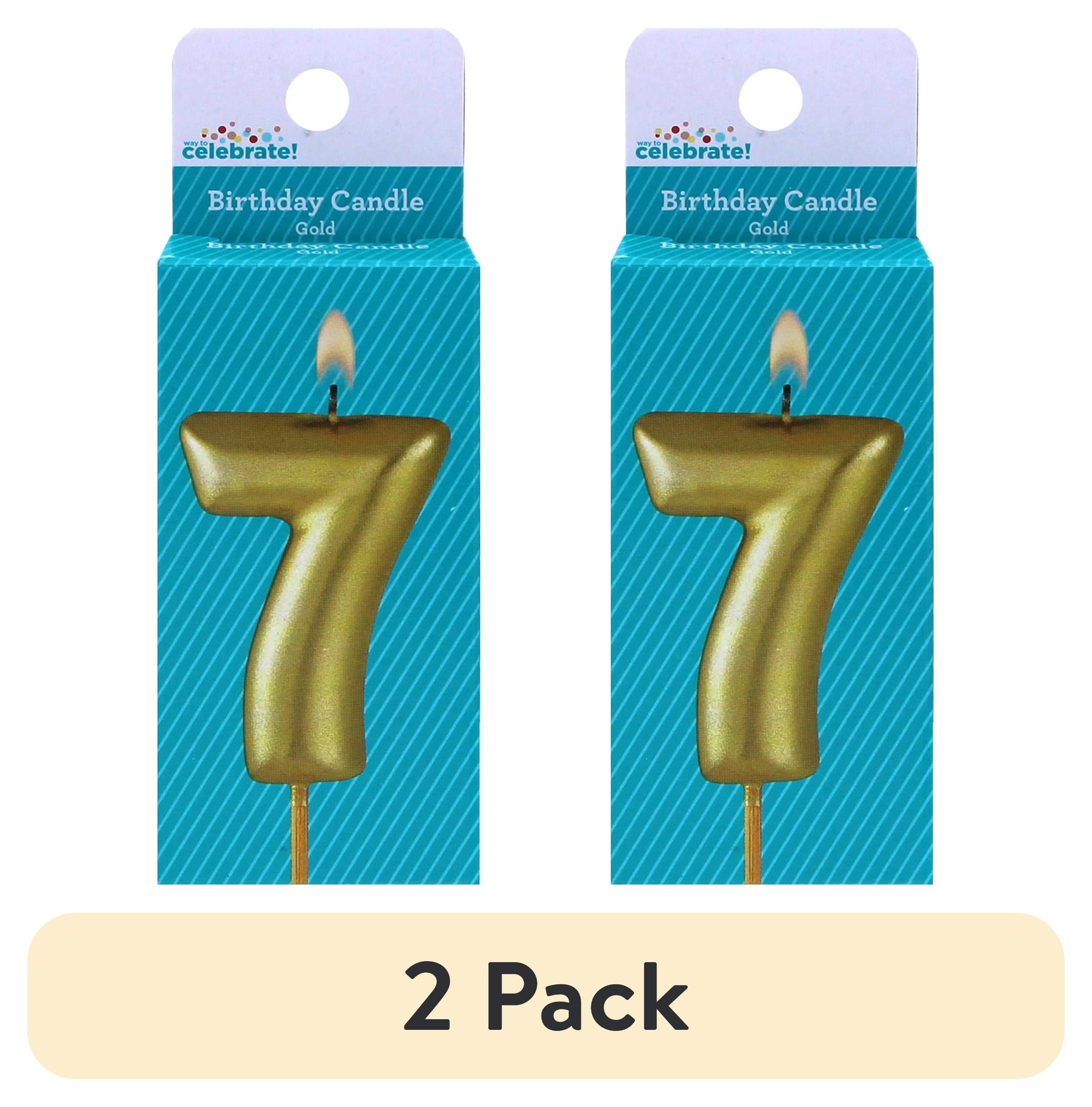 (2 pack) Gold Number 7 Birthday Candle, by Way To Celebrate - Walmart.com