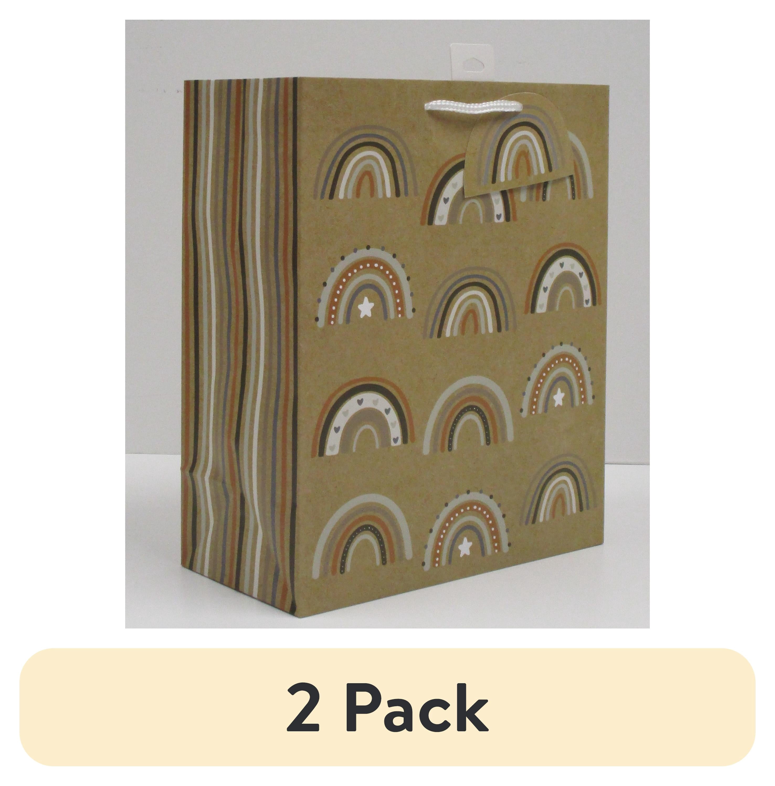 (1 pack) Way to Celebrate Large Gift Bag, Rainbows on Brown Birthday ...