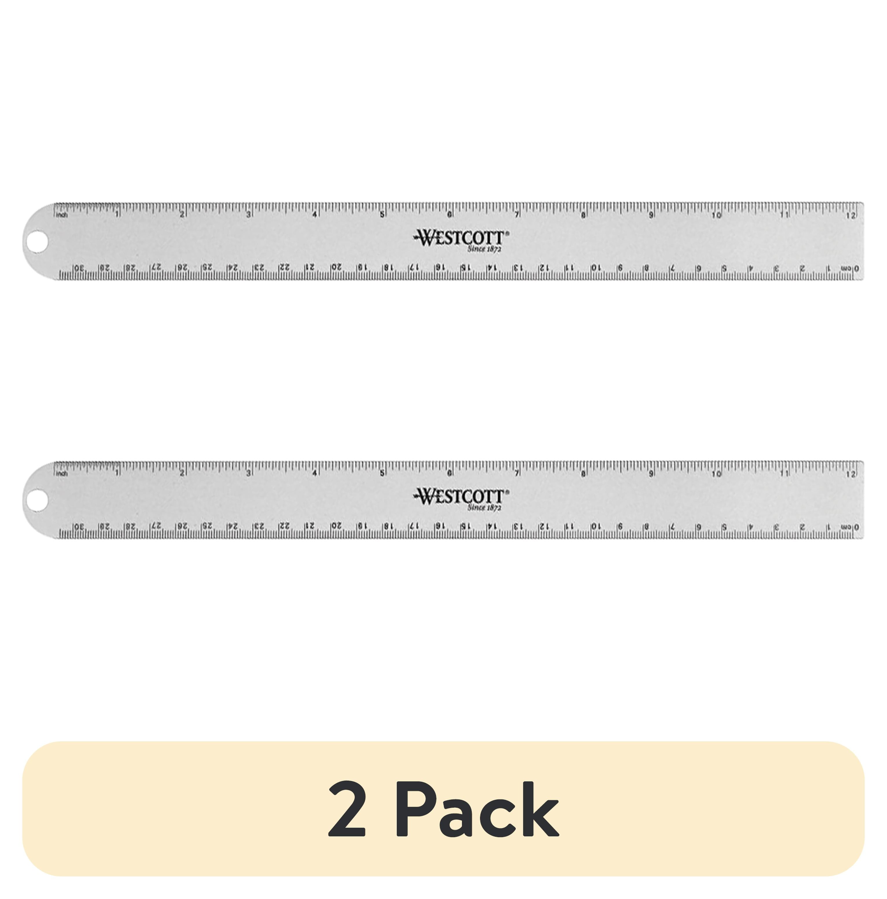 (2 pack) Westcott 12" Non-Slip Aluminum Ruler, Cork Back, Imp/Metric, 0 ...