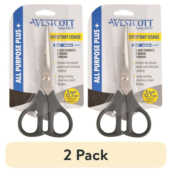 (2 pack) Westcott 5" Multipurpose Scissors, All Purpose Plus, Stainless ...
