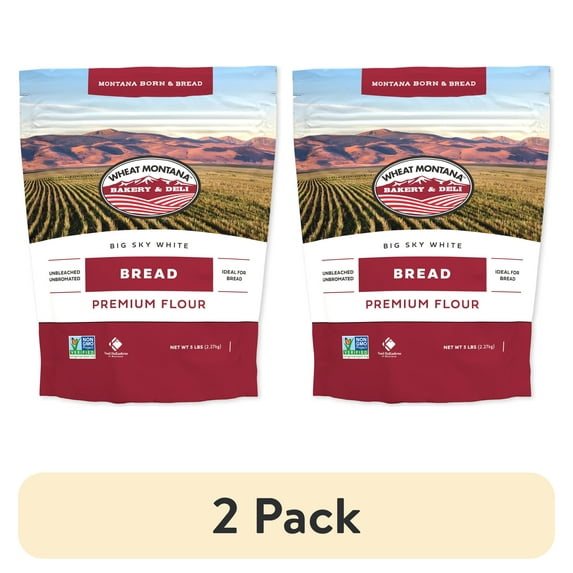 (2 pack) Wheat Montana Bakery, White Unbleached Bread Flour, Non-GMO ...