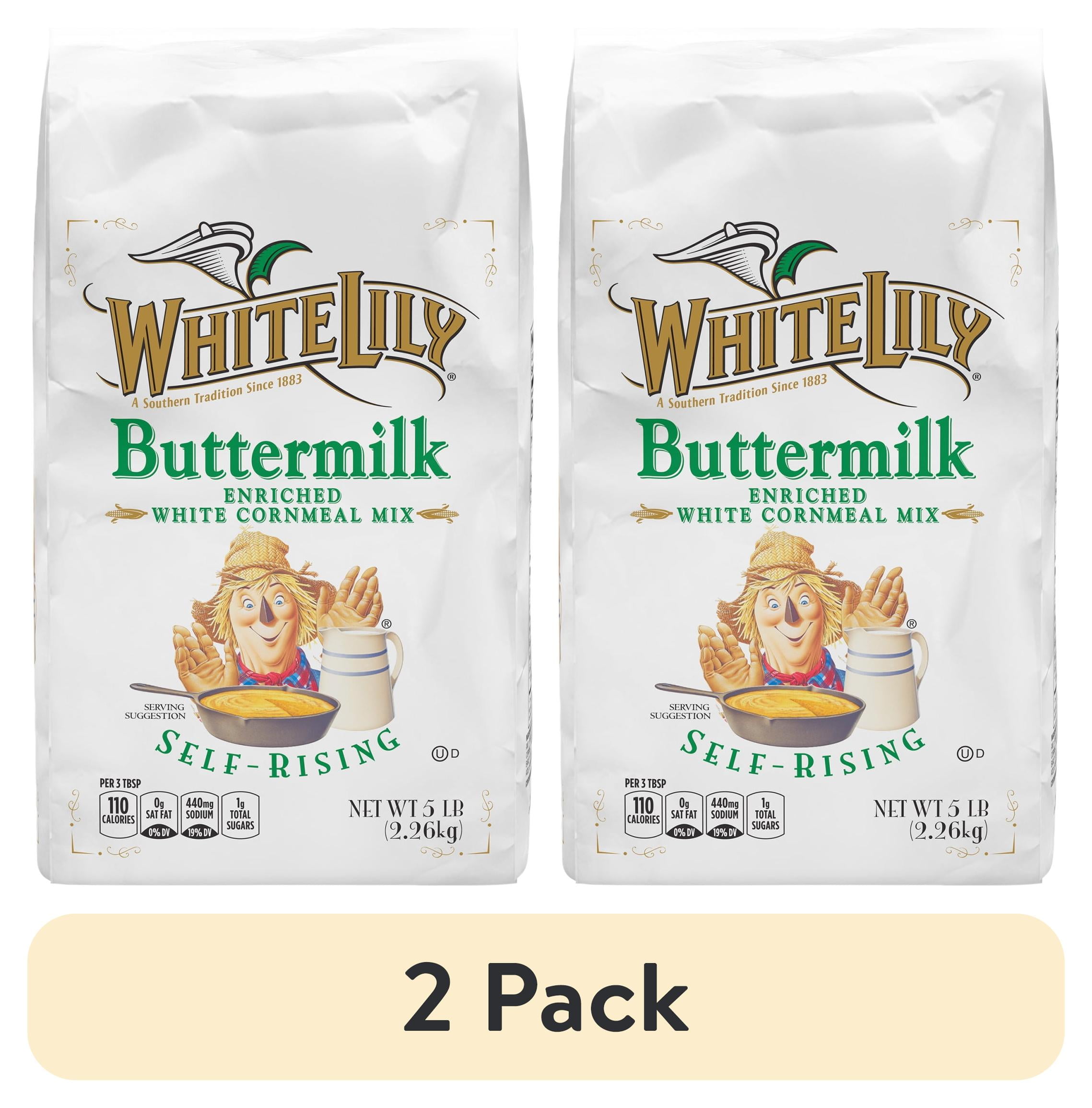 (2 pack) White Lily Self-Rising Buttermilk White Cornmeal Mix, 5 lb Bag ...