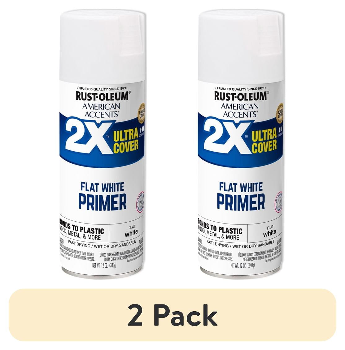 (2 pack) White Primer, Rust-Oleum American Accents 2X Ultra Cover Flat ...