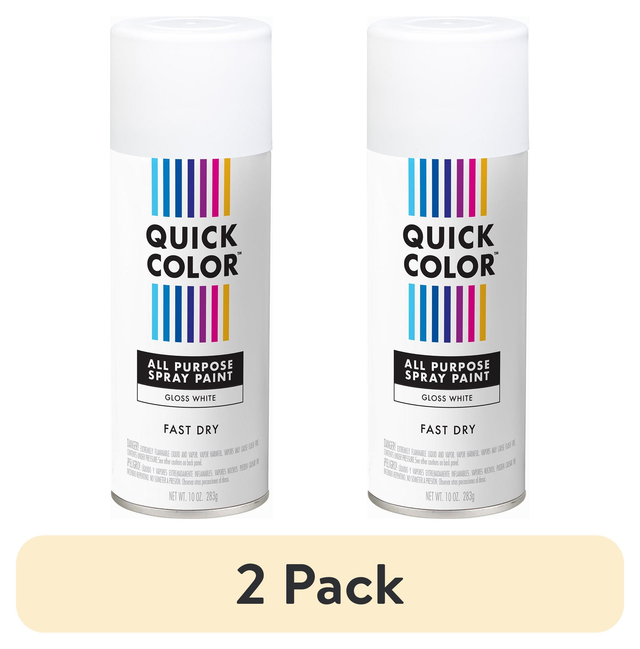 (2 pack) White, Quick Color All Purpose Gloss Spray Paint-391191, 10 oz ...