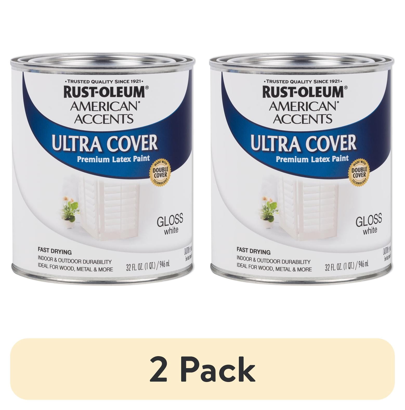 (2 pack) White, Rust-Oleum American Accents Ultra Cover Quart Gloss ...