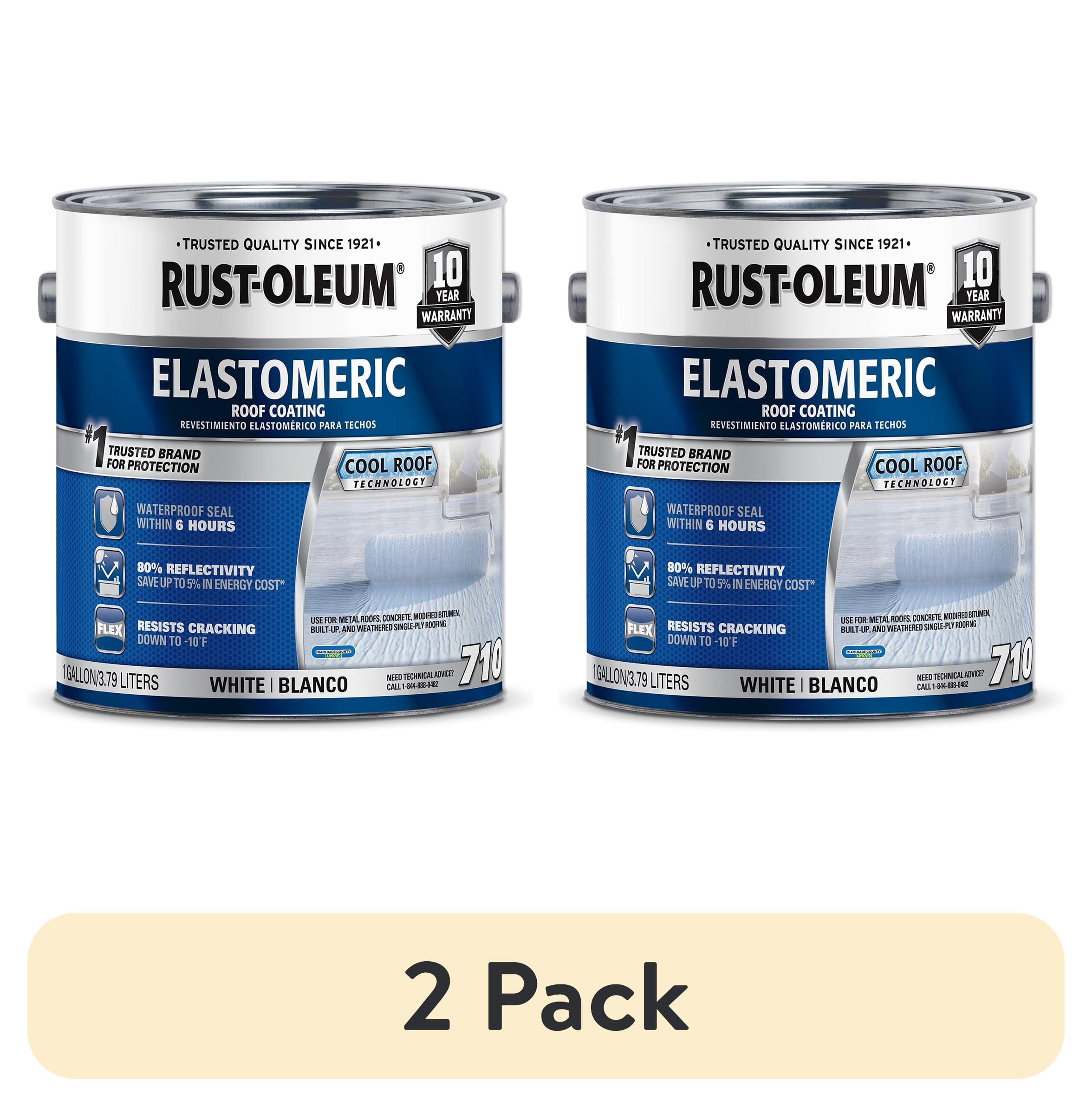 (2 pack) White, Rust-Oleum Elastomeric Roof Coating, Gallon - Walmart.com