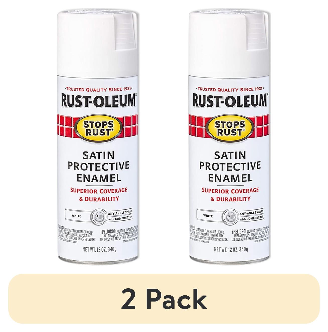 (2 pack) White, Rust-Oleum Stops Rust Satin Protective Enamel Spray ...