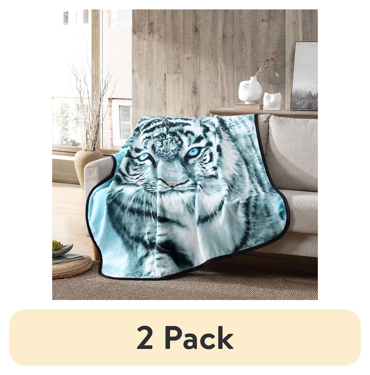 (2 pack) Wild Frontier 50X60 Plush Tiger Throw - Walmart.com